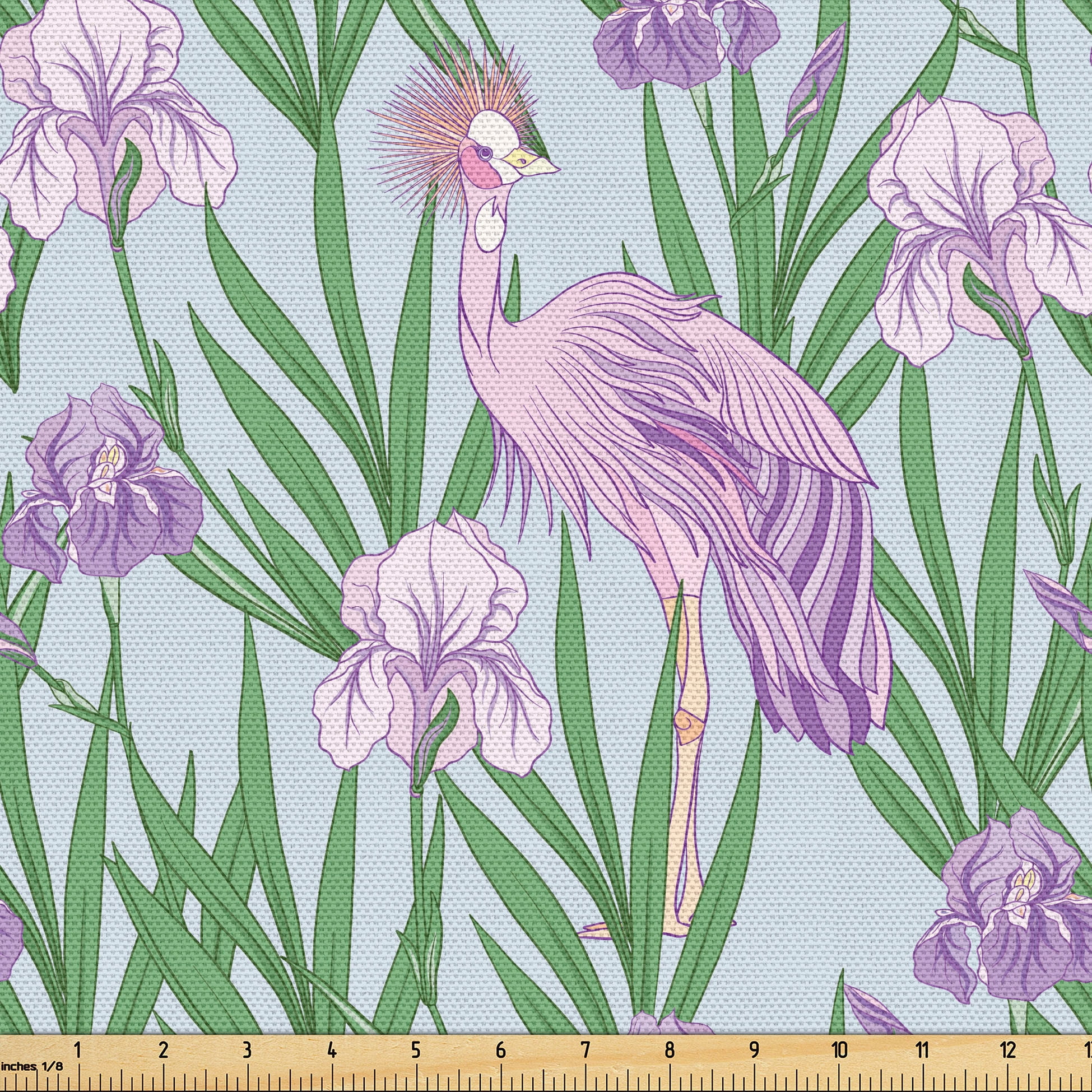 Ambesonne Vintage Asian Fabric by the Yard Upholstery, Purple Iris with ...