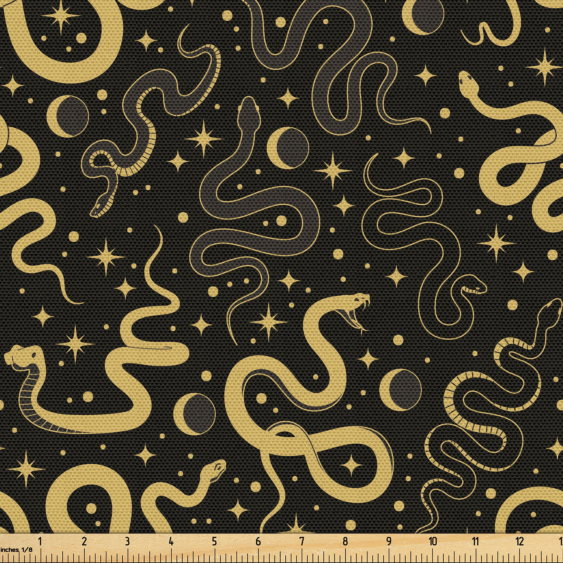 Ambesonne Vintage Astrology Fabric by the Yard Upholstery, Occult Snake ...