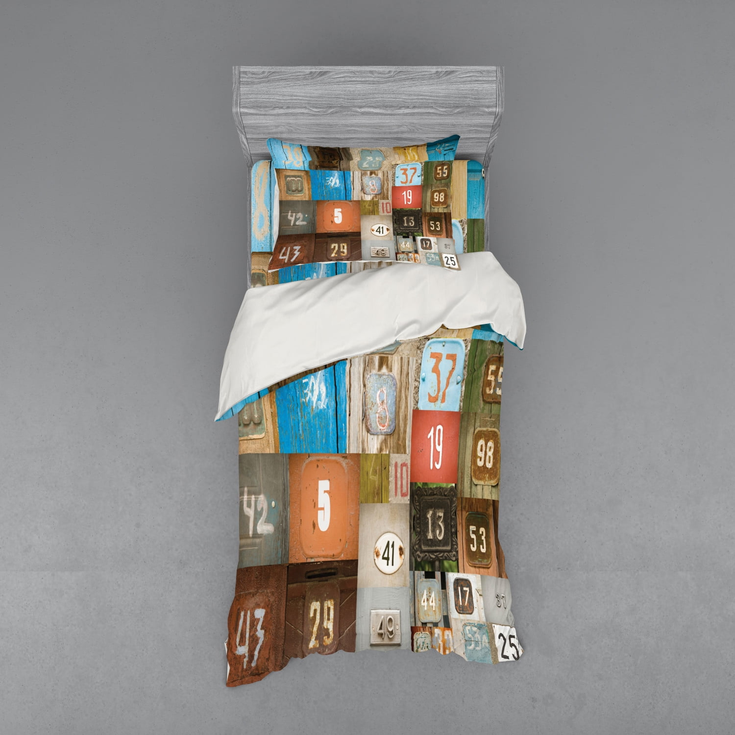 Ambesonne Vintage Bedding Set 3 Pcs, Nostalgic Door Numbers, Twin XL ...