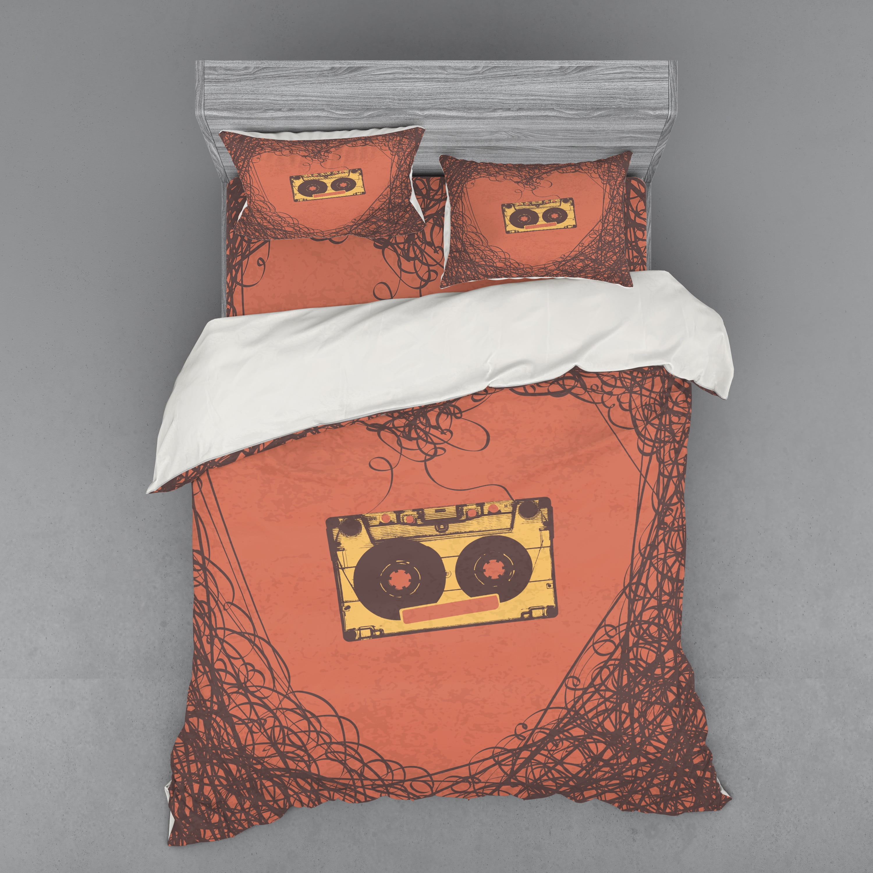 Ambesonne Vintage Bedding Set 4 Pcs, Retro Cassette Music, Queen ...