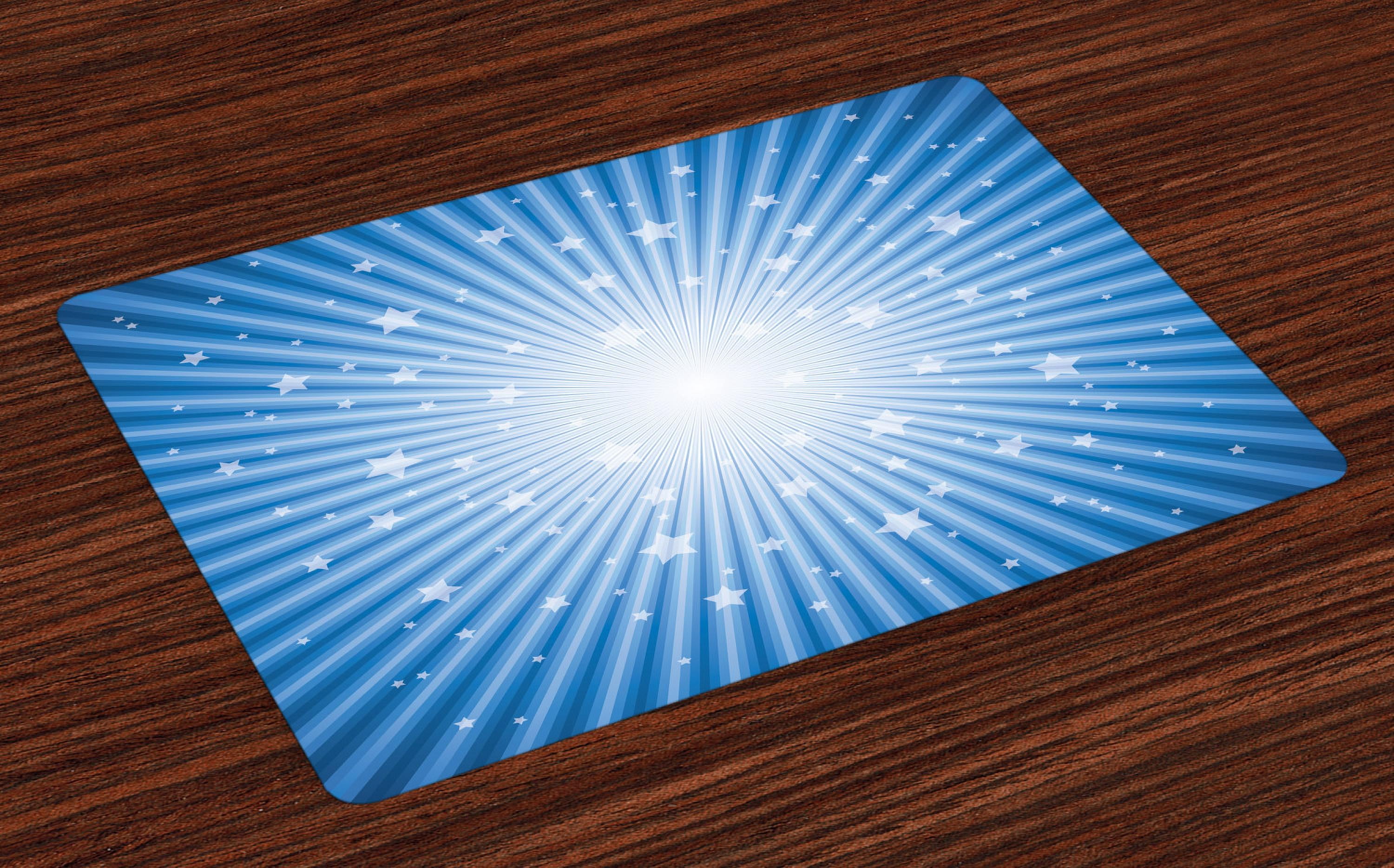 Ambesonne Vintage Blue Place Mats Set of 4, Retro Burst Stars, Standard ...