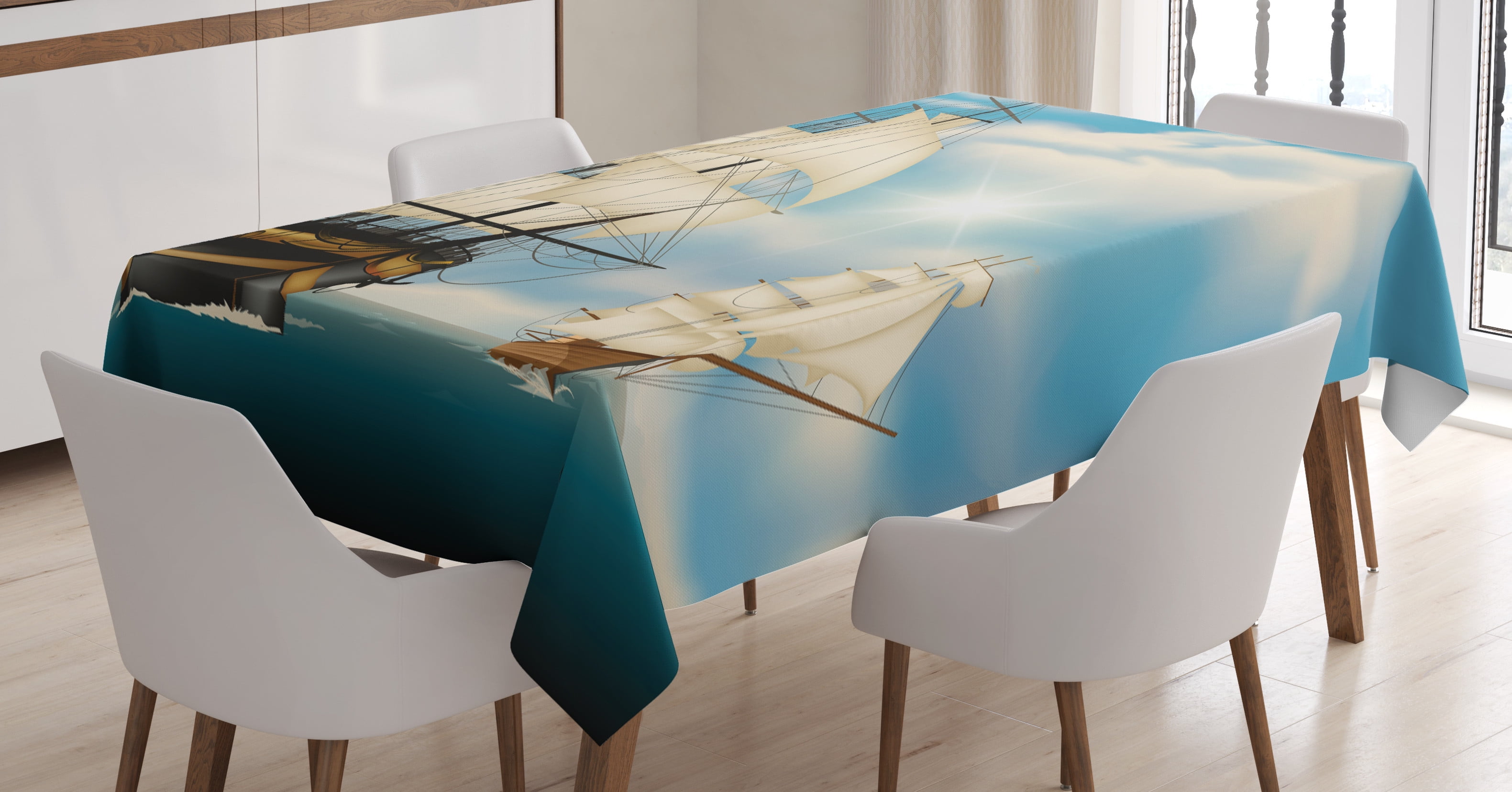 Ambesonne Vintage Boat Tablecloth Rectangular Table Cover, Antique ...