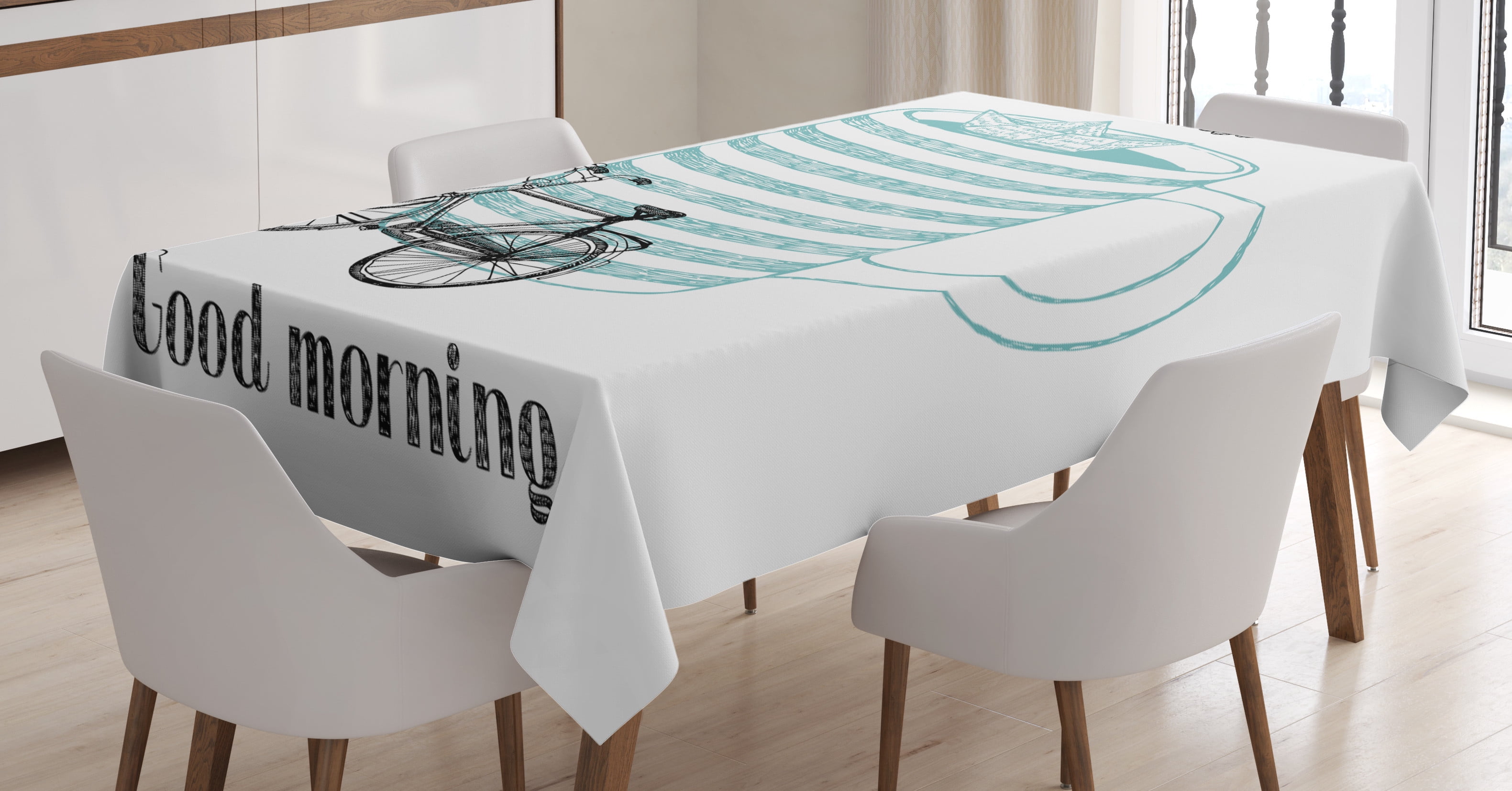 Ambesonne Vintage Boat Tablecloth Rectangular Table Cover, Morning Cup ...