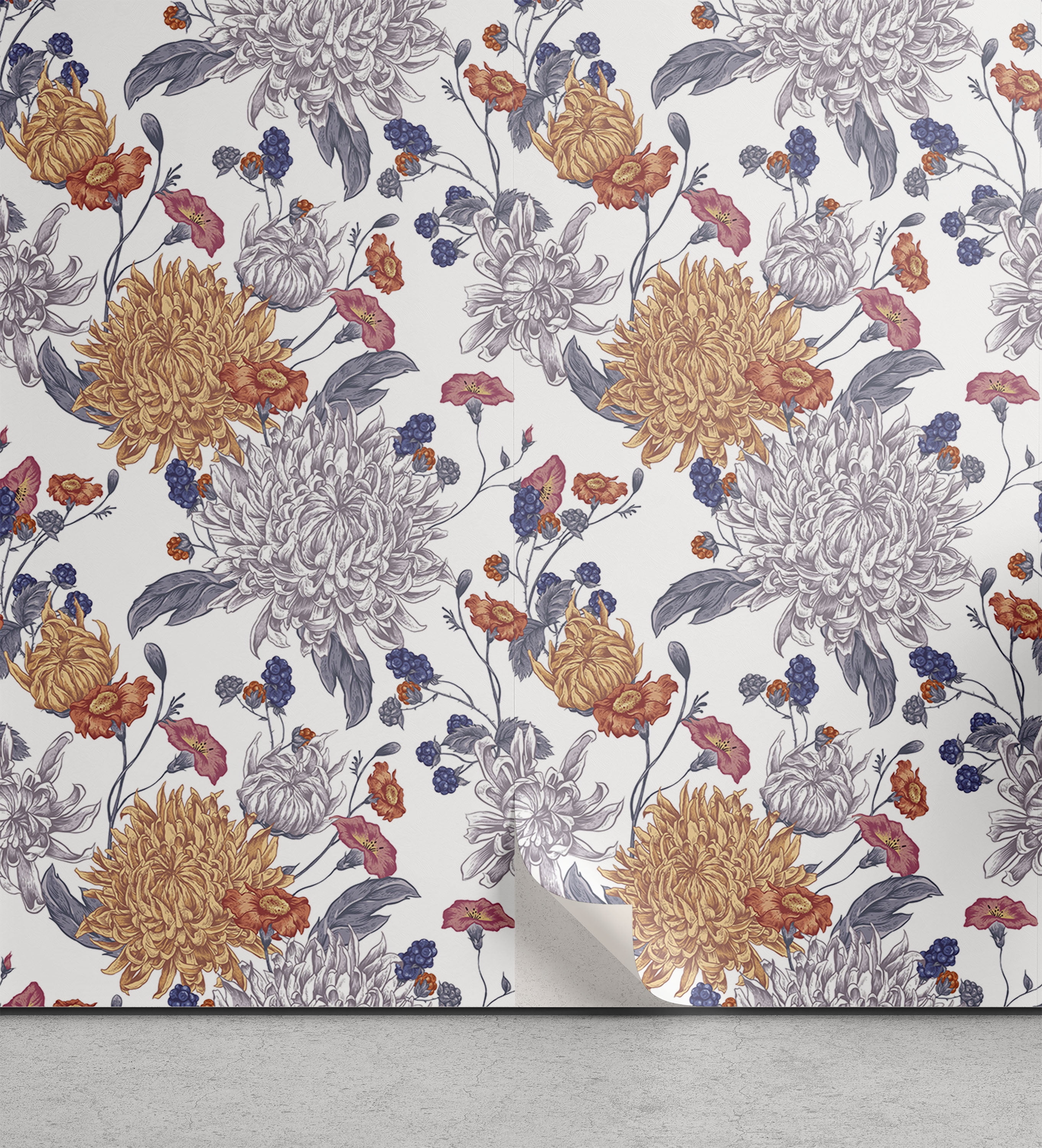 Ambesonne Vintage Botany Peel & Stick Wallpaper for Home, Drawn ...