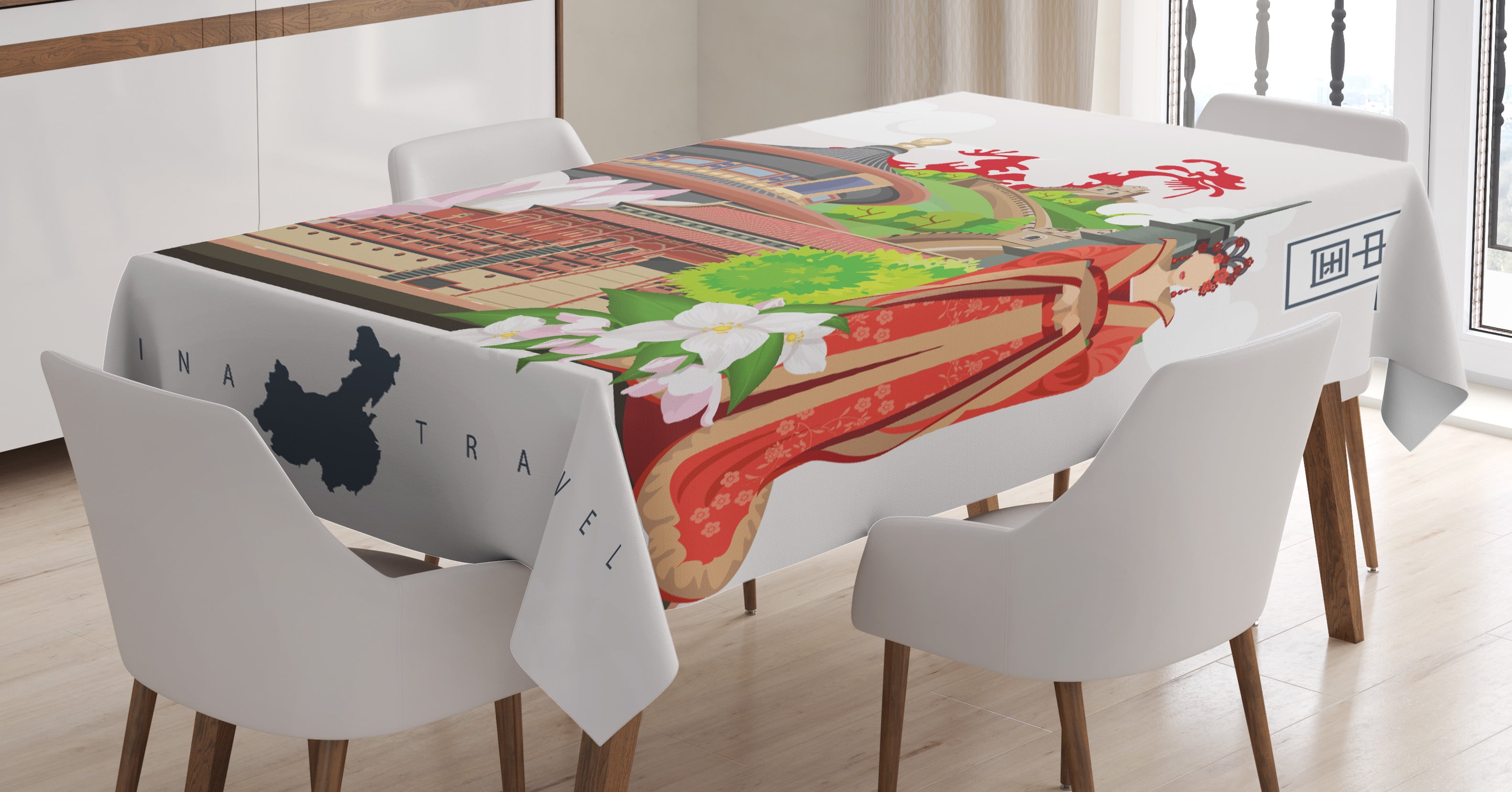 Ambesonne Vintage China Tablecloth Rectangular Table Cover, Cultural ...