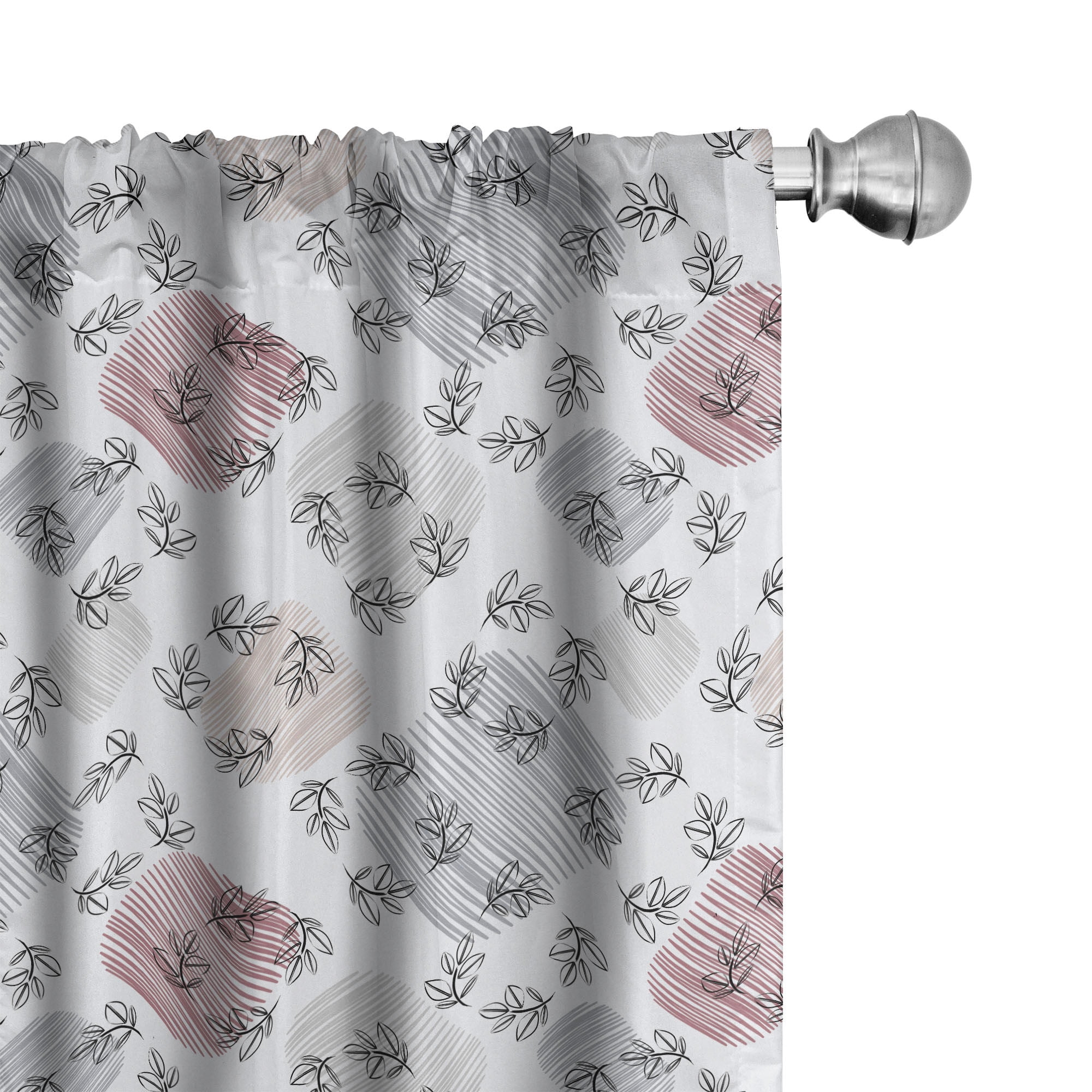 Ambesonne Vintage Curtains, Circular Leaves with Lines, Pair of 28"x63 ...