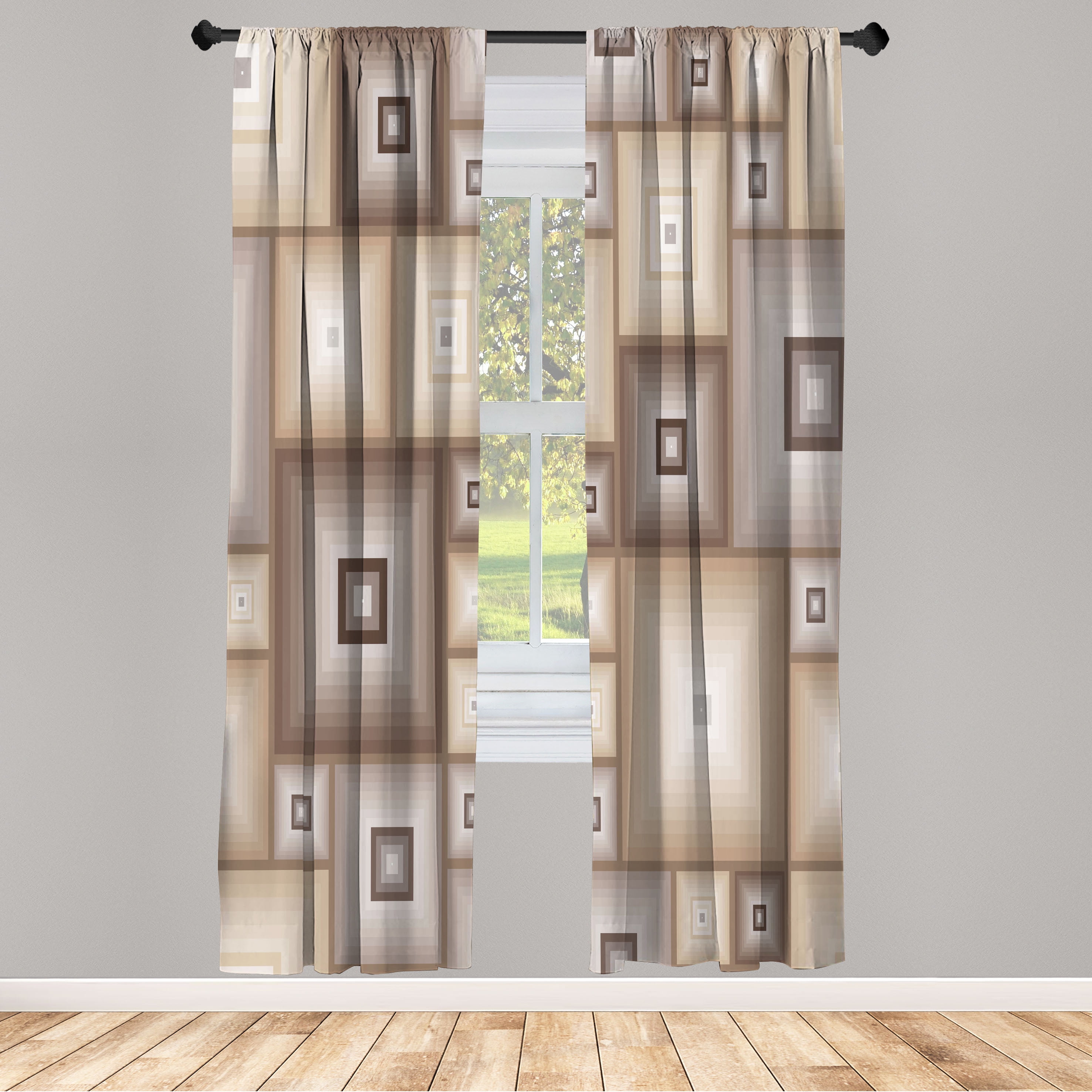 Ambesonne Vintage Curtains, Cubic Square Retro Form, Pair of 28"x63 ...