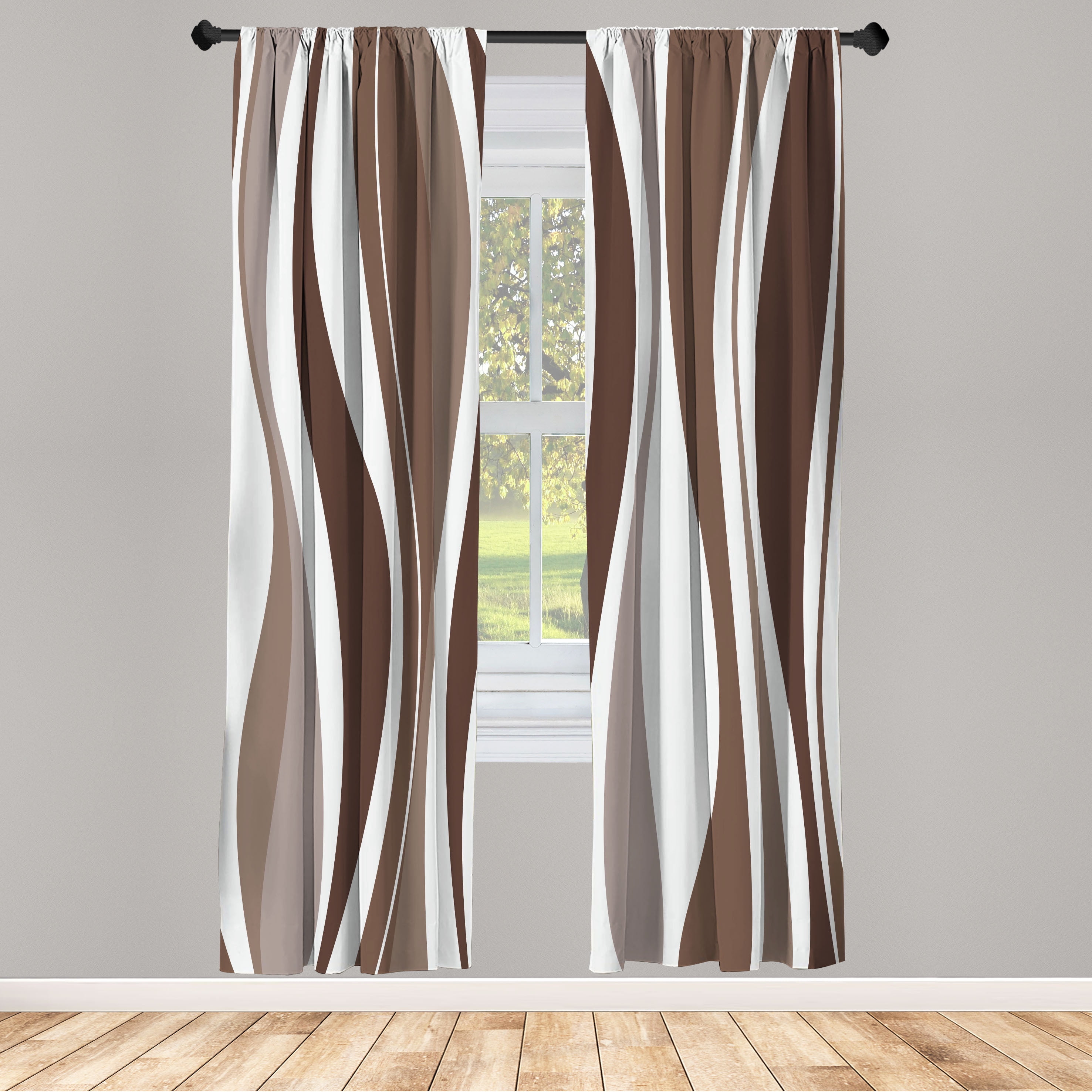 Ambesonne Vintage Curtains, Retro Stripes Funky Print, Pair of 28"x84 ...