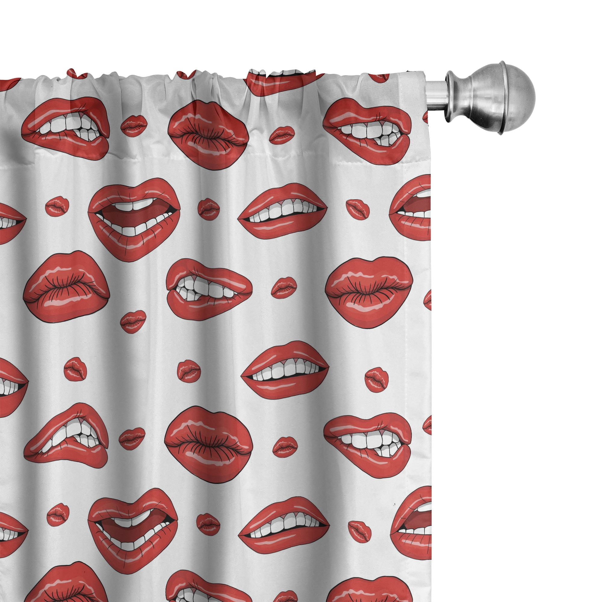 Ambesonne Vintage Curtains, Woman Lips with Gestures, Pair of 28"x95 ...