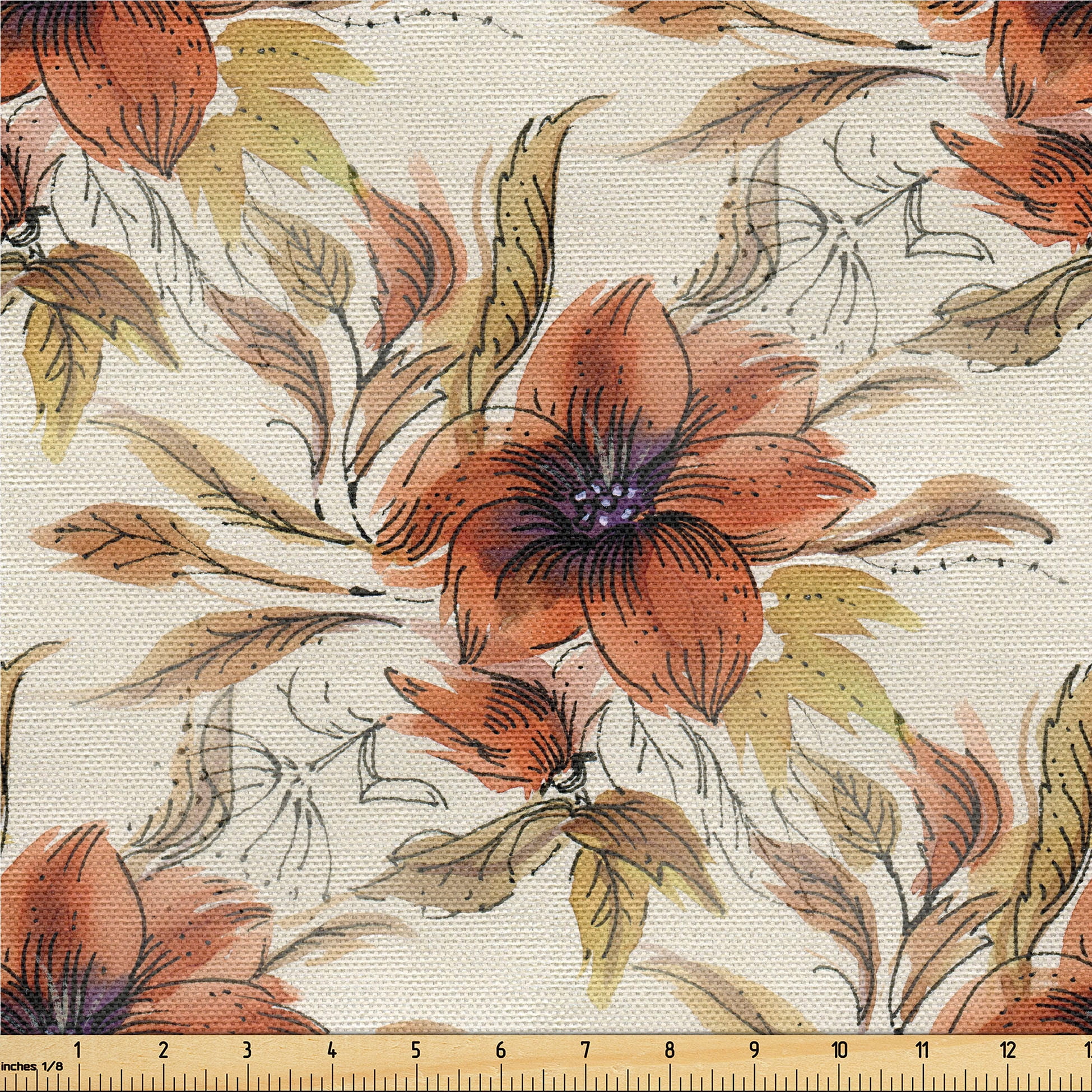Ambesonne Vintage Fabric by the Yard Upholstery, Garden Flowers ...