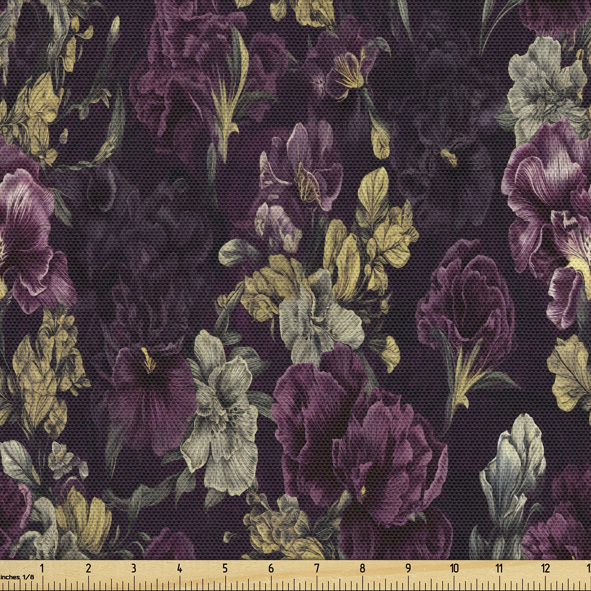 Ambesonne Vintage Fabric by the Yard Upholstery, Pansy Flowers Hand ...