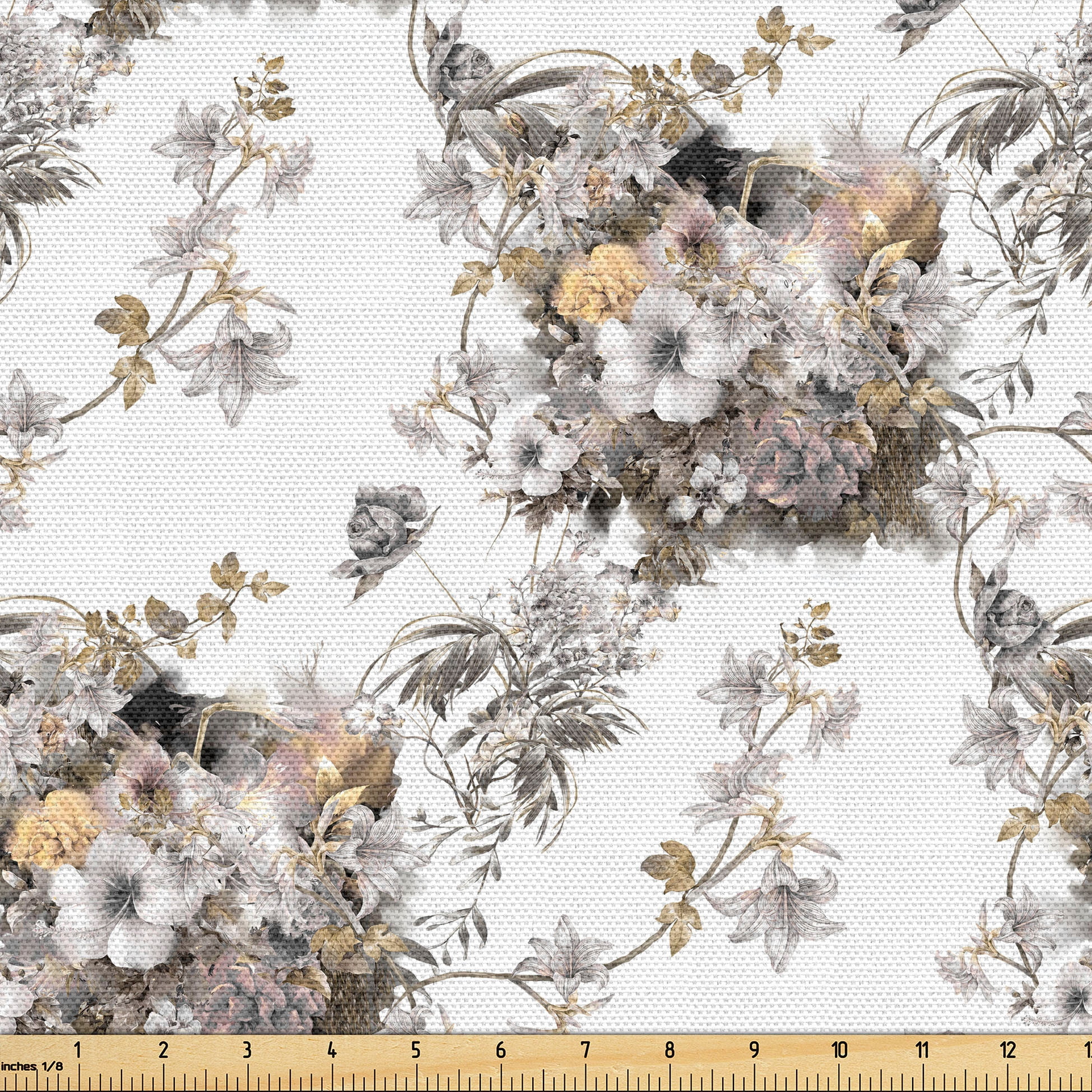 Ambesonne Vintage Fabric by the Yard Upholstery, Autumn Flower Bouquets ...