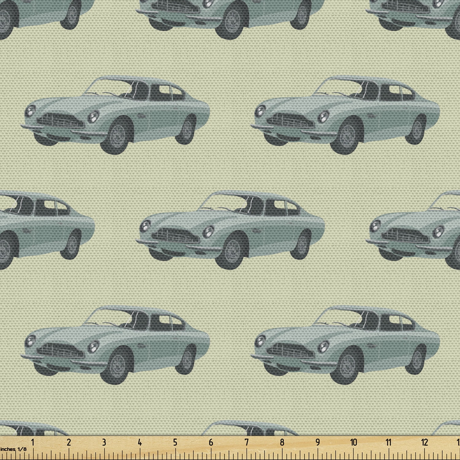 Ambesonne Vintage Fabric by the Yard Upholstery, Retro Sports Car ...