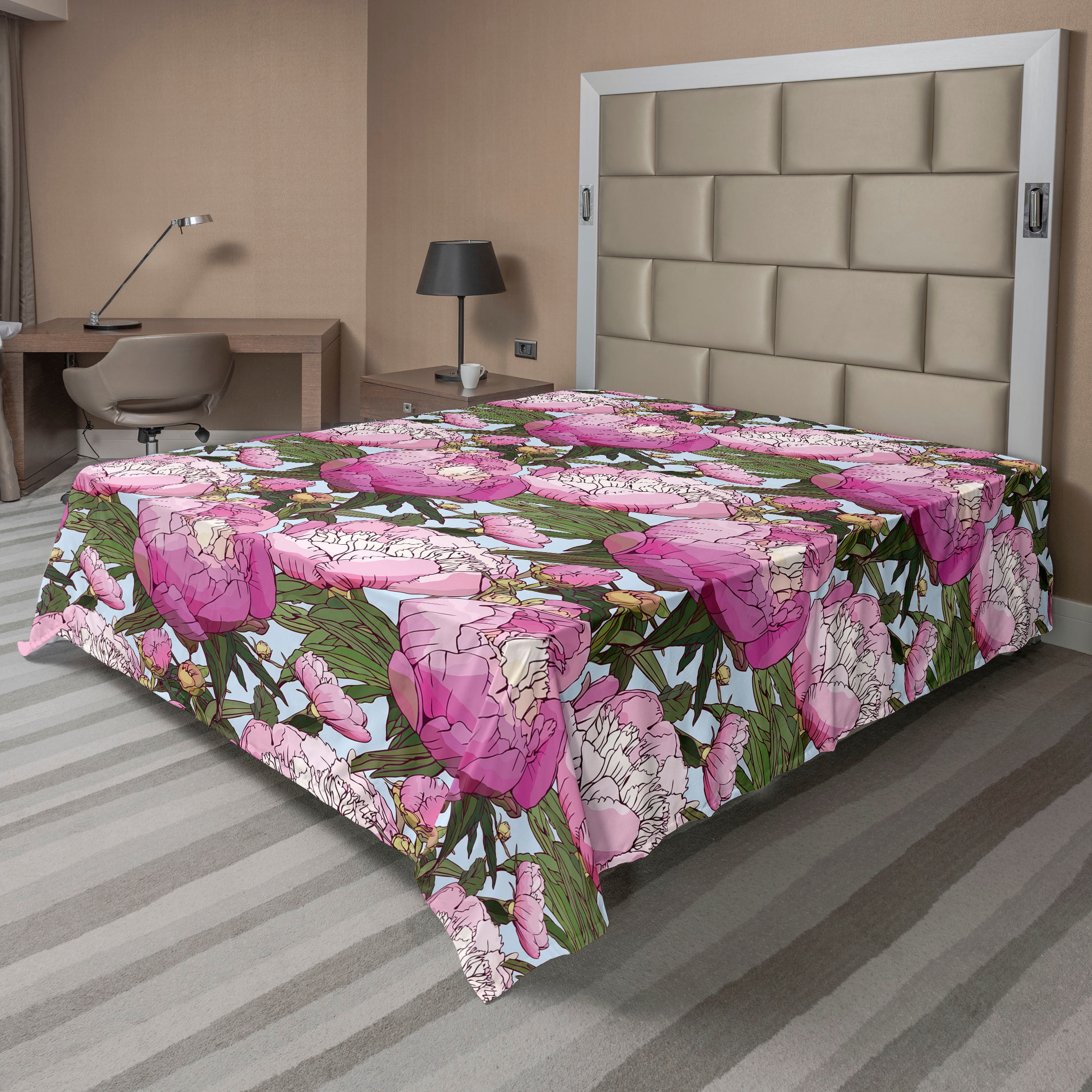 Ambesonne Vintage Flat Bedding Sheet Soft Top Sheet, Circular Flowers ...