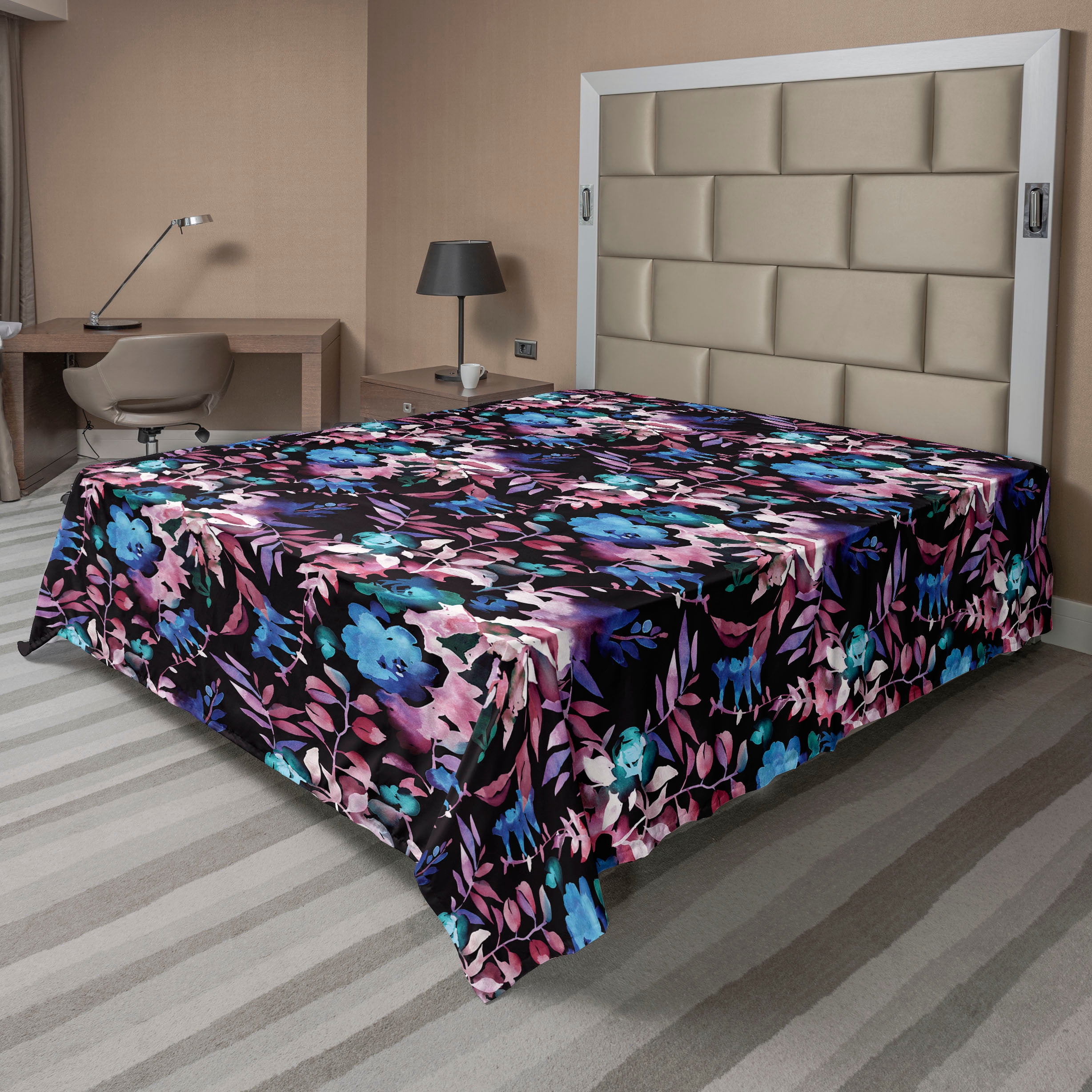 Ambesonne Vintage Flat Bedding Sheet Soft Top Sheet, Garden Flowers ...