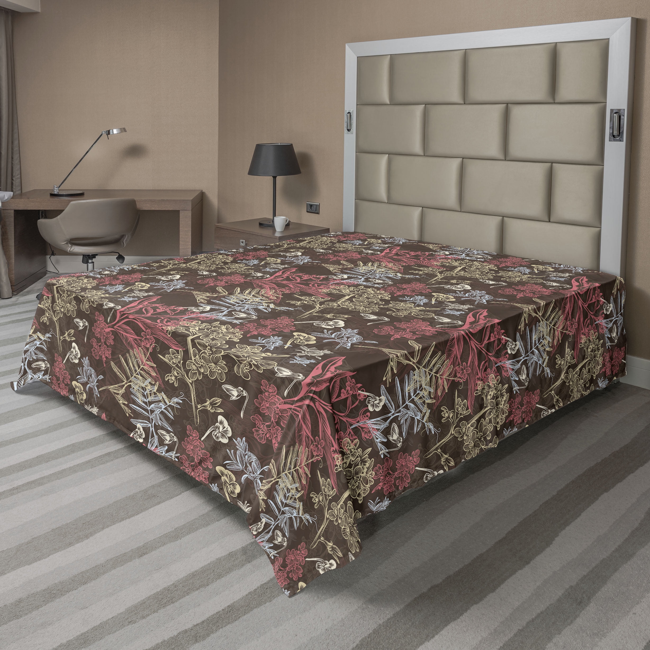 Ambesonne Vintage Flat Bedding Sheet Soft Top Sheet, Linear Flowers ...