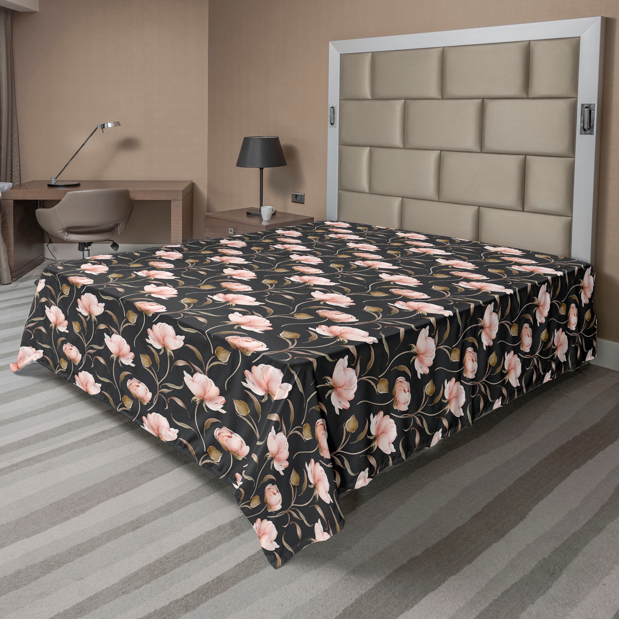 Ambesonne Vintage Flat Bedding Sheet Soft Top Sheet, Simple Branch Rose ...