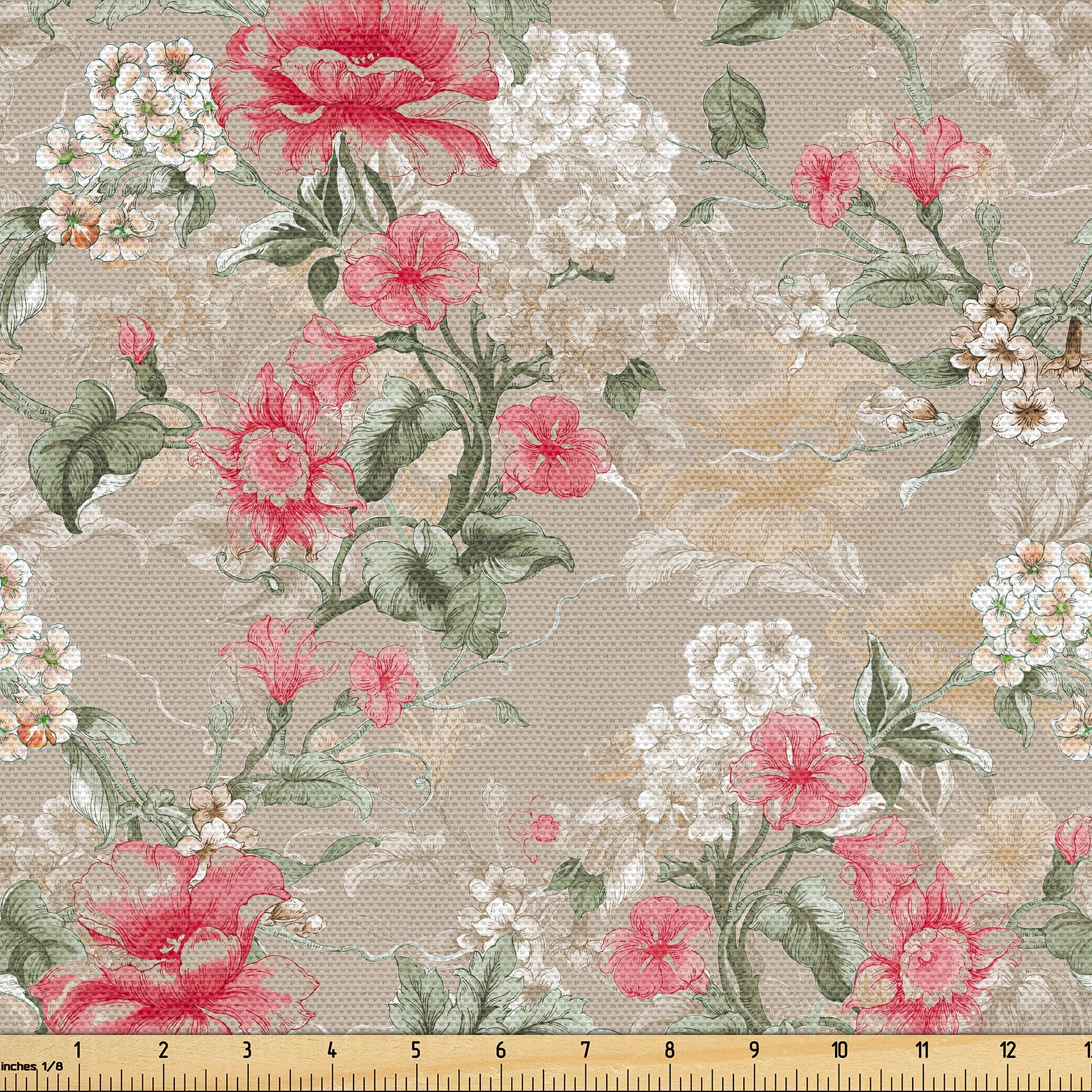 Ambesonne Vintage Floral Fabric by the Yard Upholstery, Branches of ...