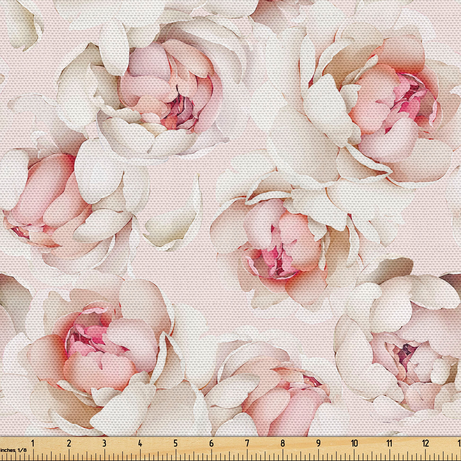 Ambesonne Vintage Floral Fabric by the Yard Upholstery, Peonies Pastel ...