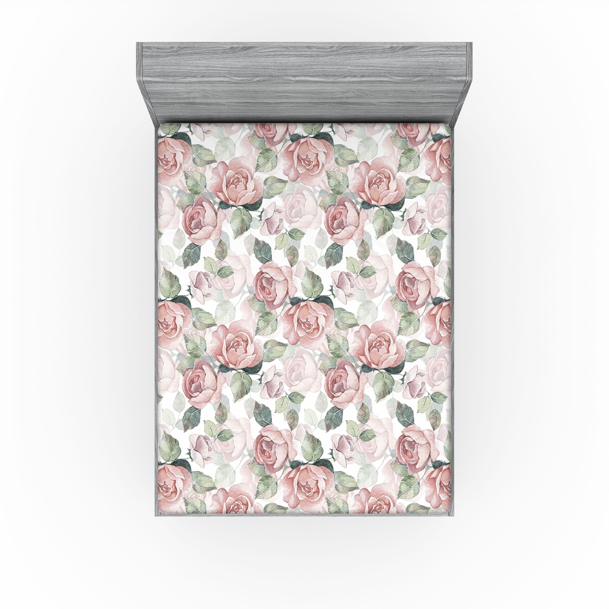 Ambesonne Vintage Floral Fitted Sheet, English Roses Print, Full Size ...