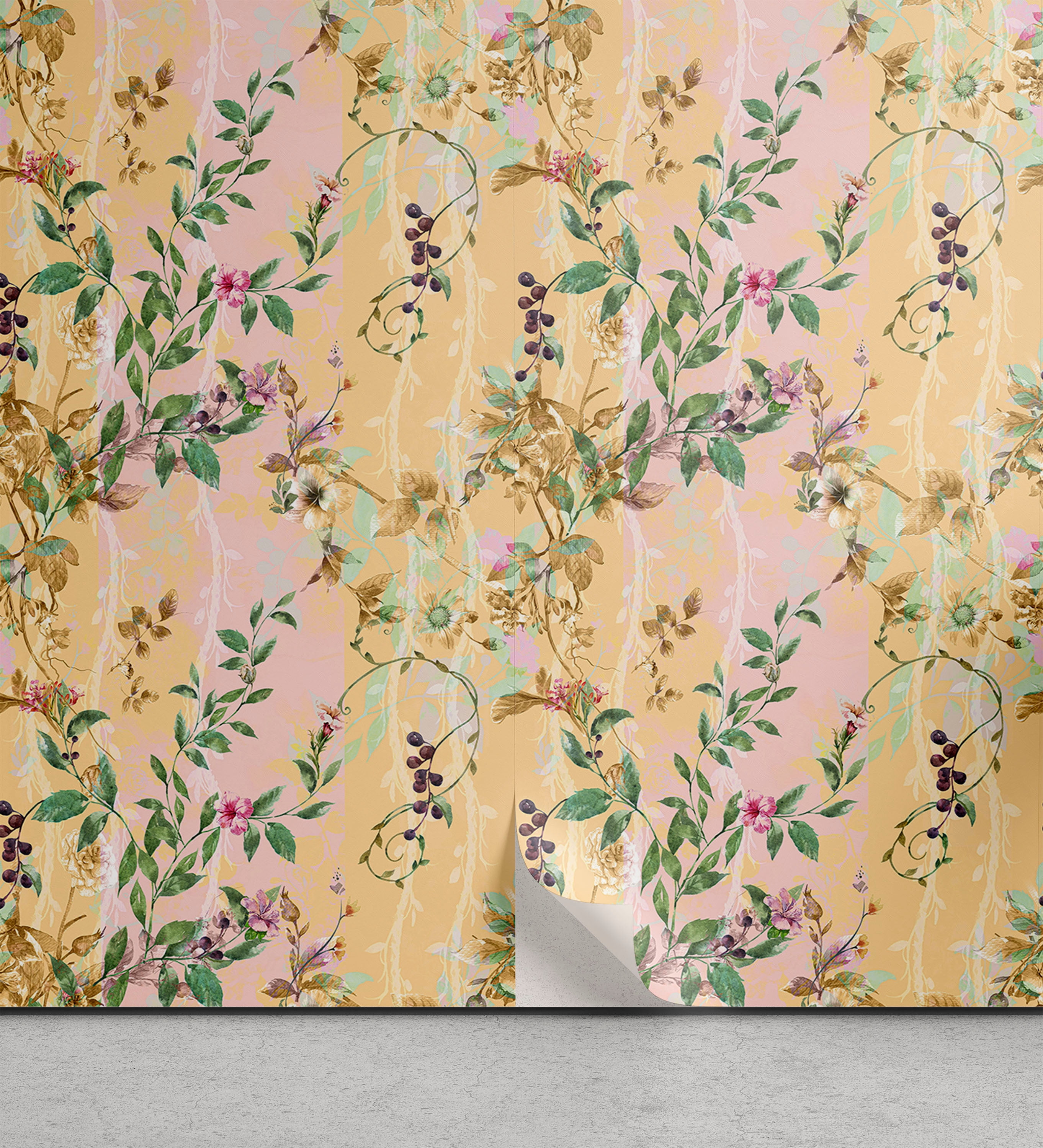 Ambesonne Vintage Floral Peel & Stick Wallpaper for Home, Blossoming ...