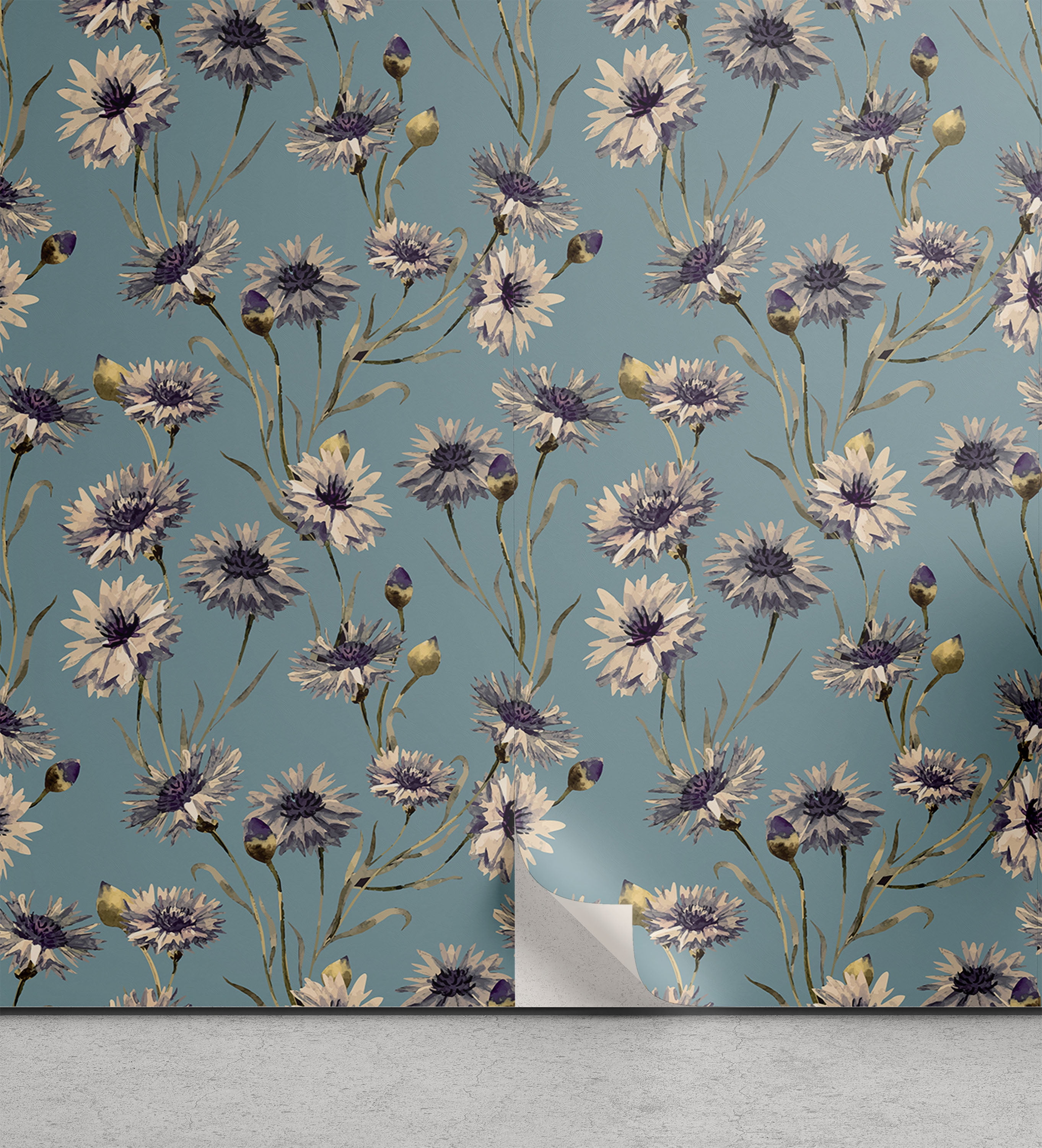 Ambesonne Vintage Flowers Peel & Stick Wallpaper for Home, Cornflowers ...