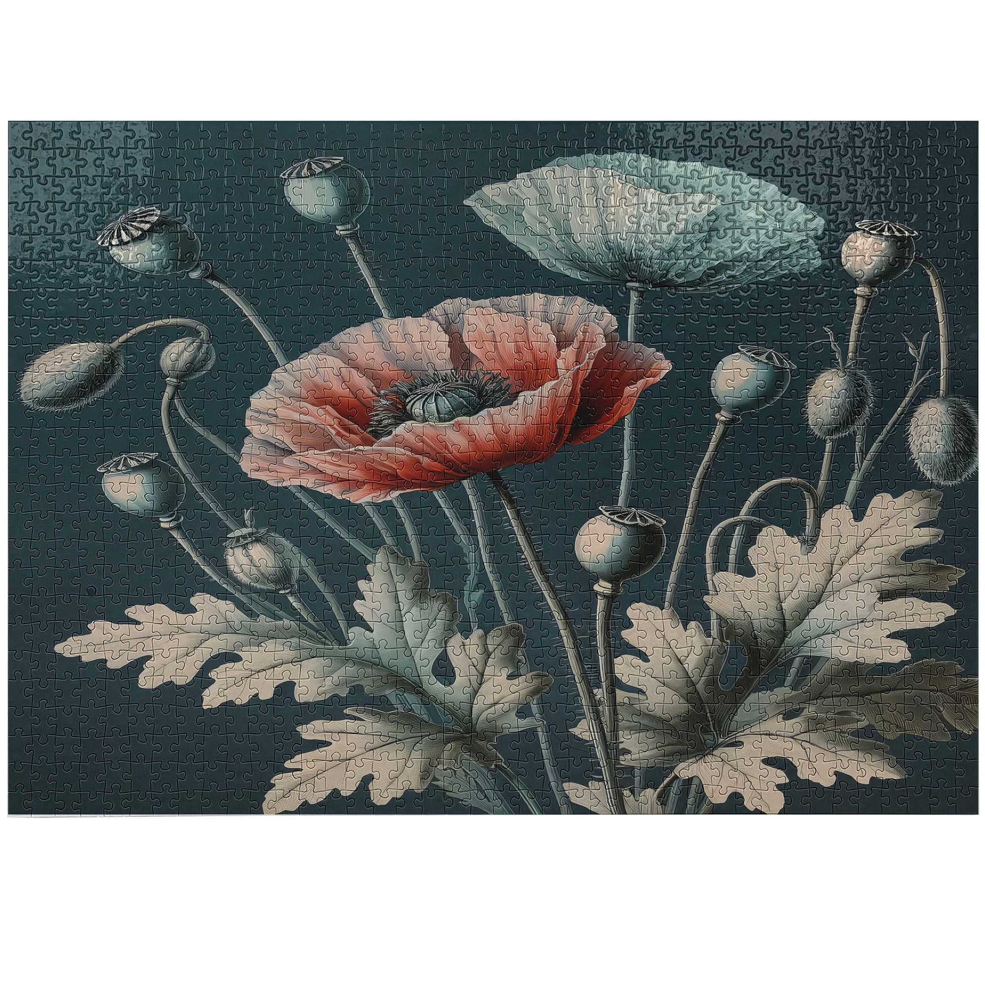 Ambesonne Vintage Jigsaw Puzzle, Jungle Greenery Poppy Print, Heirloom ...