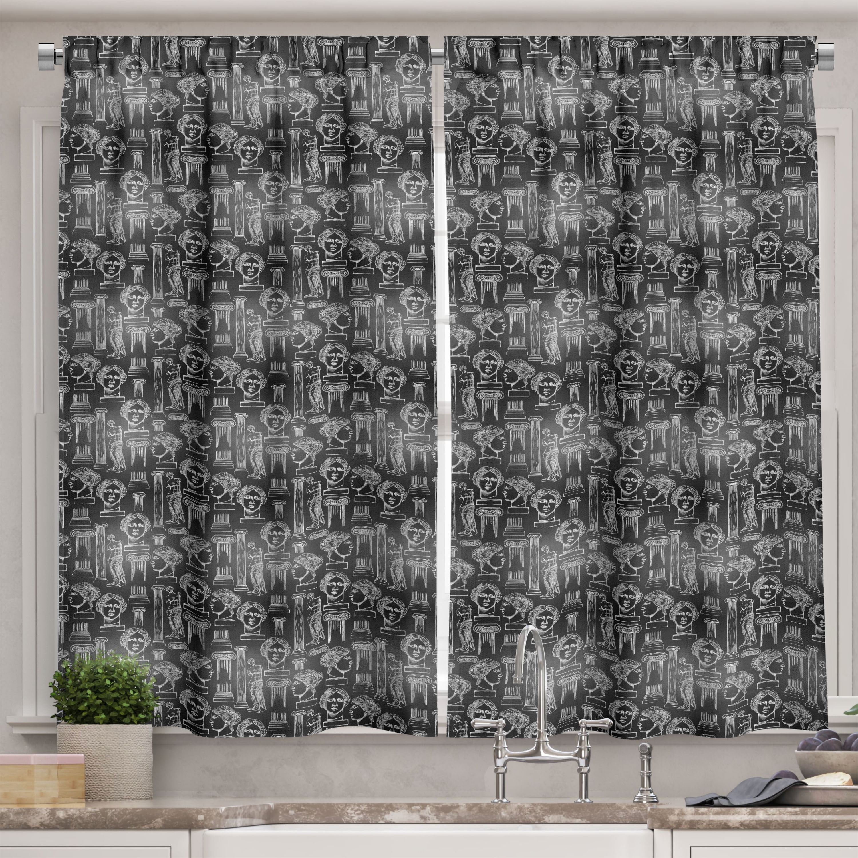 Ambesonne Vintage Kitchen Curtains, Iconic Venus, 55"x39", Charcoal ...