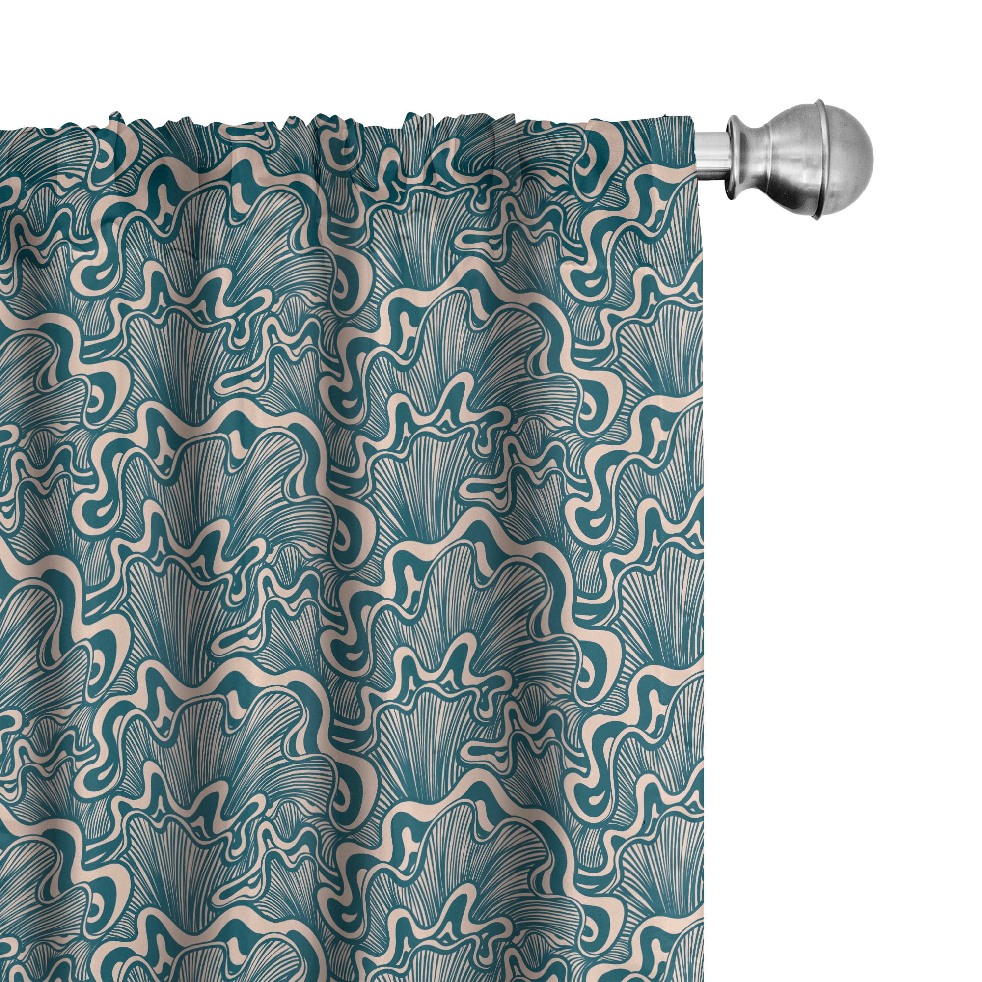 Ambesonne Vintage Mushroom 4-Panel Curtains, Clam Shell Drawing, 56"x95 ...