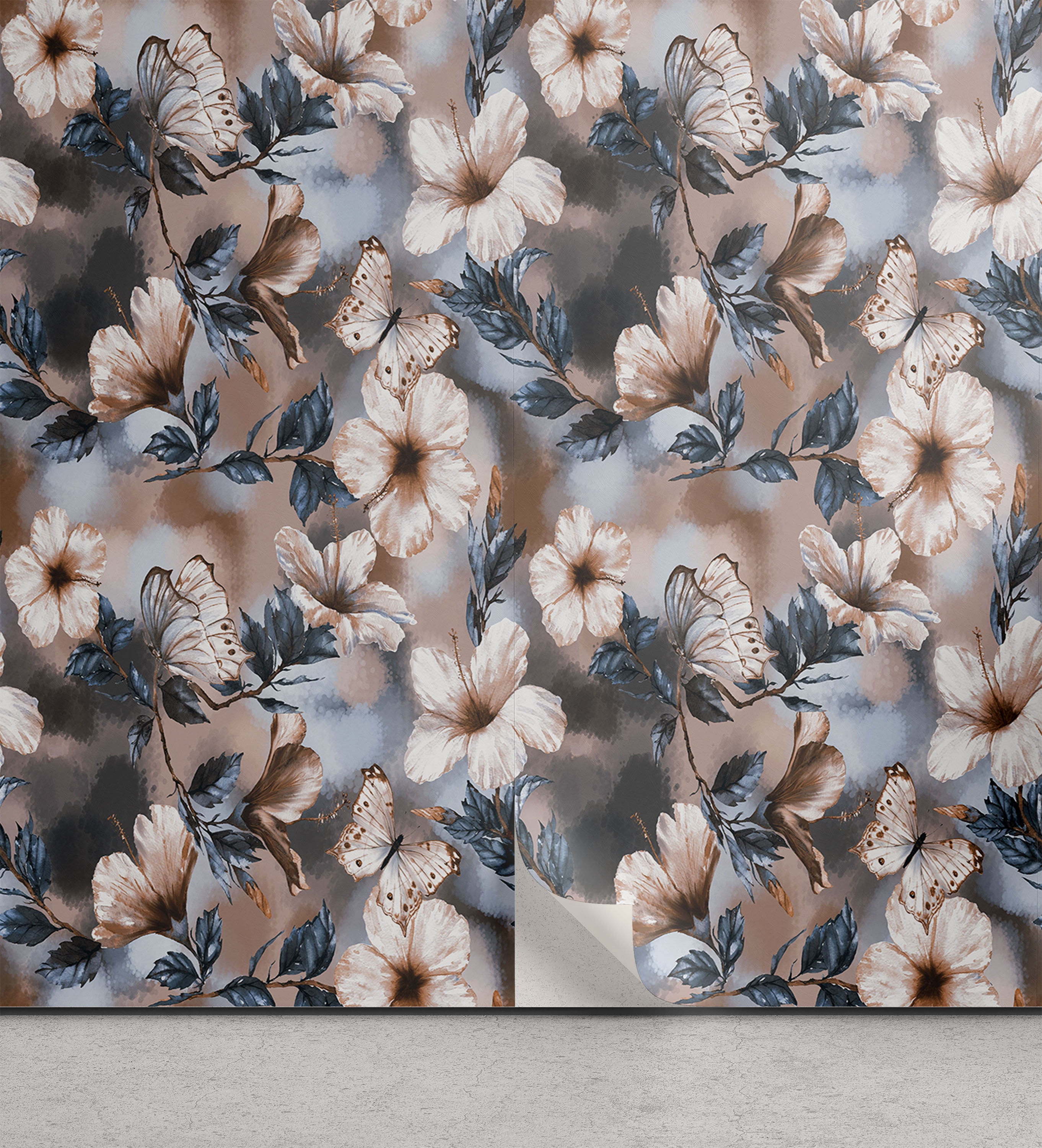 Ambesonne Vintage Peel & Stick Wallpaper for Home, Art Watercolor Floral Print, 13"x100", Pale ...