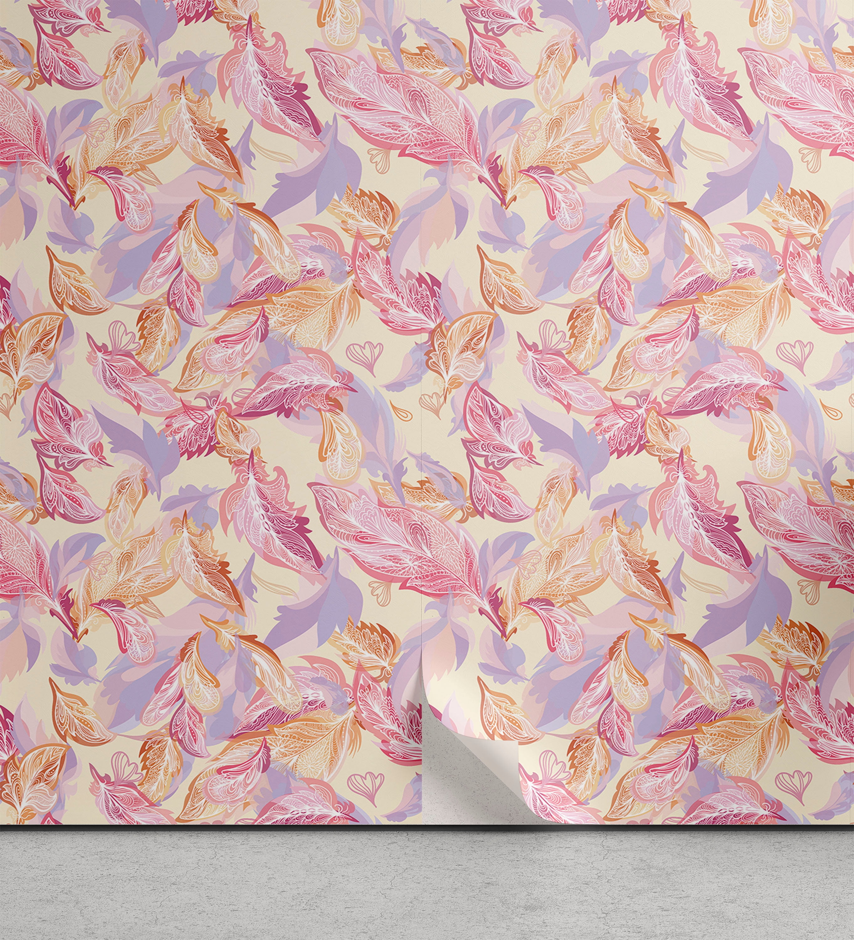 Ambesonne Vintage Peel & Stick Wallpaper for Home, Feathers Neutral ...