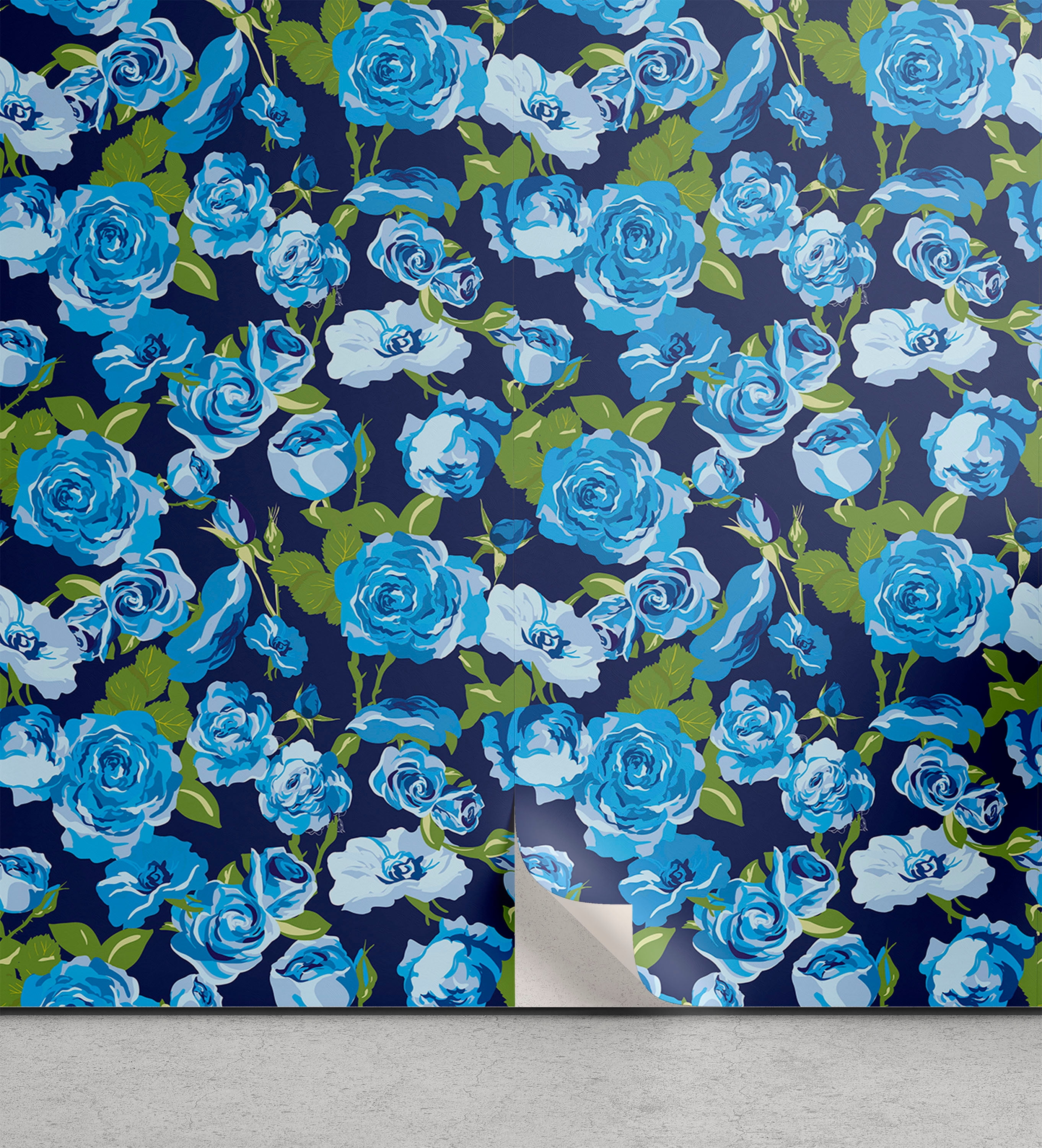 Ambesonne Vintage Peel & Stick Wallpaper for Home, Flora Roses on Plain ...