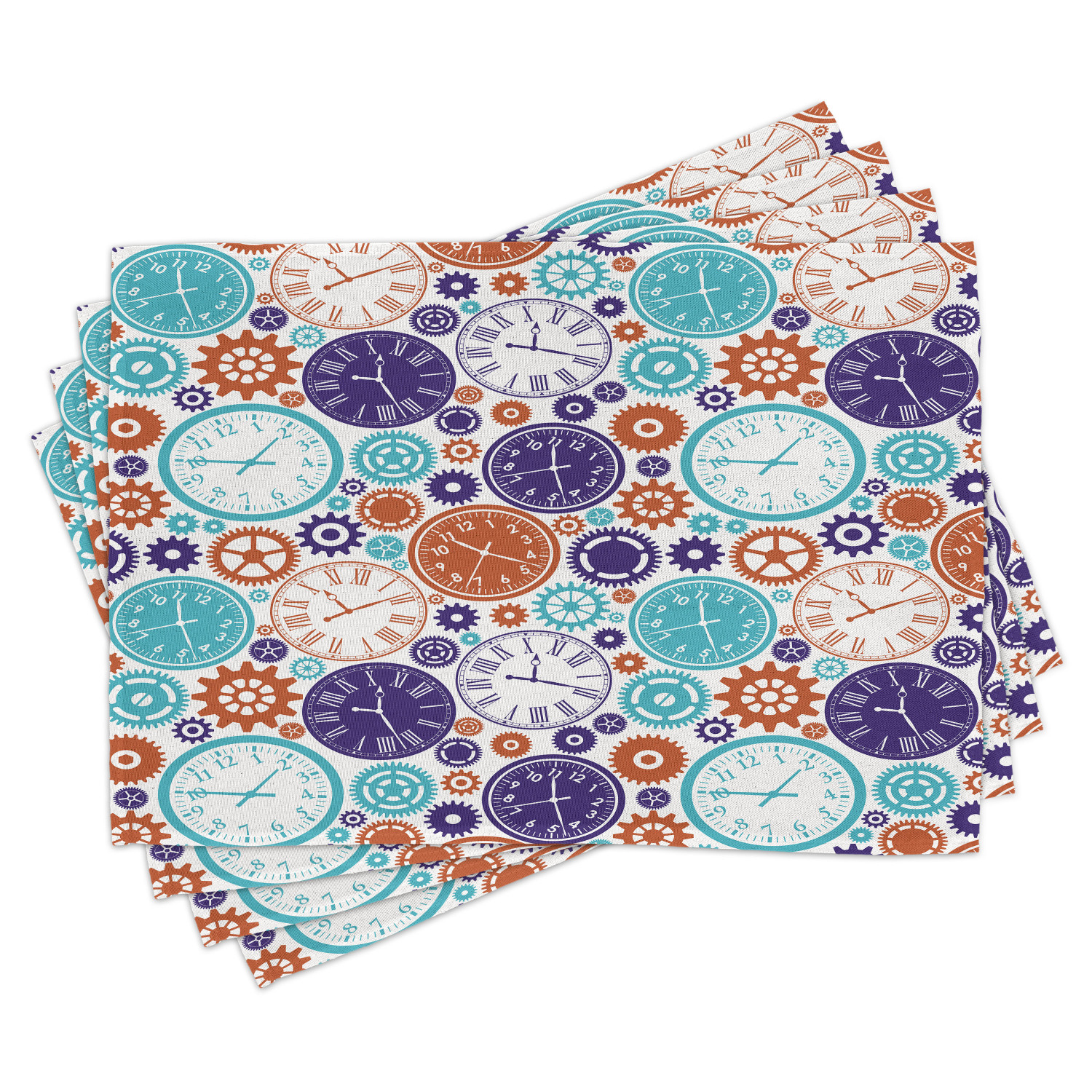 Ambesonne Vintage Place Mats Set of 4, Clock with Roman Digits ...