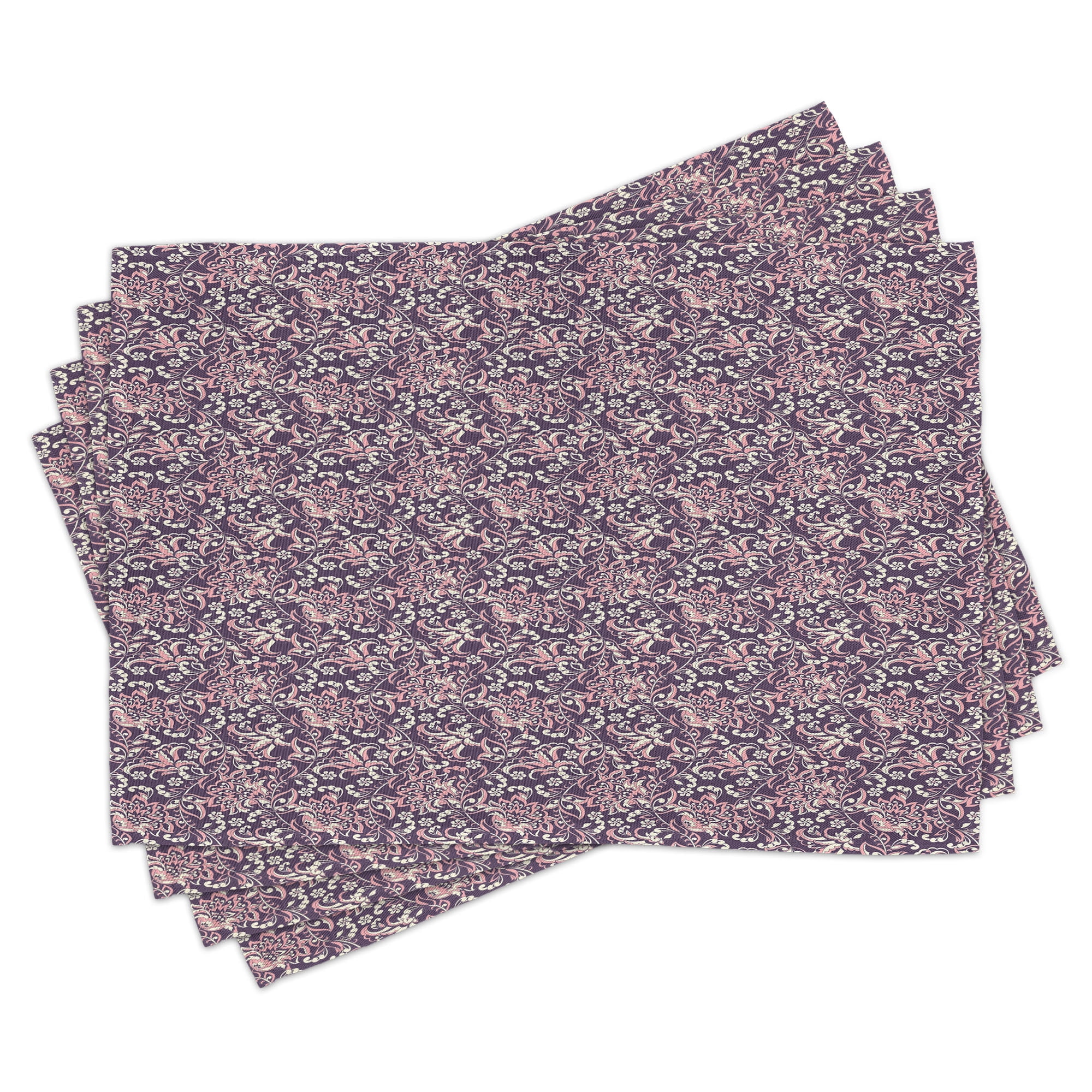 Ambesonne Vintage Place Mats Set of 4, Damask Inspired Floral Form ...