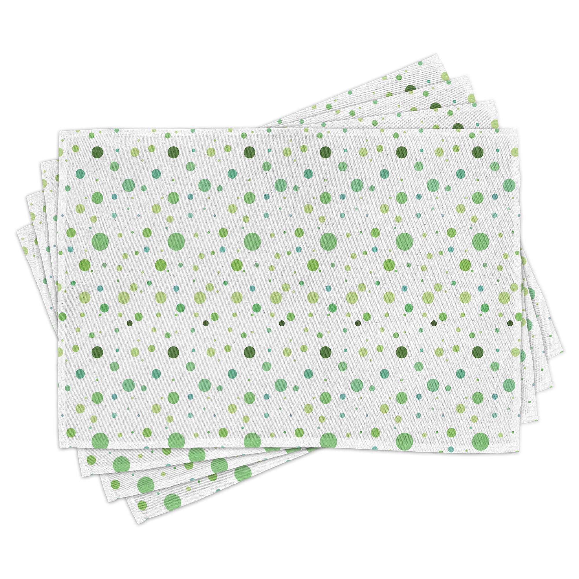 Ambesonne Vintage Place Mats Set of 4, Green Toned Polka Dots, Standard ...