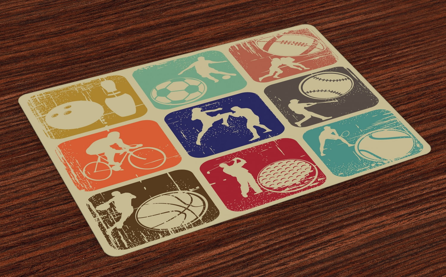 Ambesonne Vintage Place Mats Set of 4, Grunge Sports Banners, Standard ...