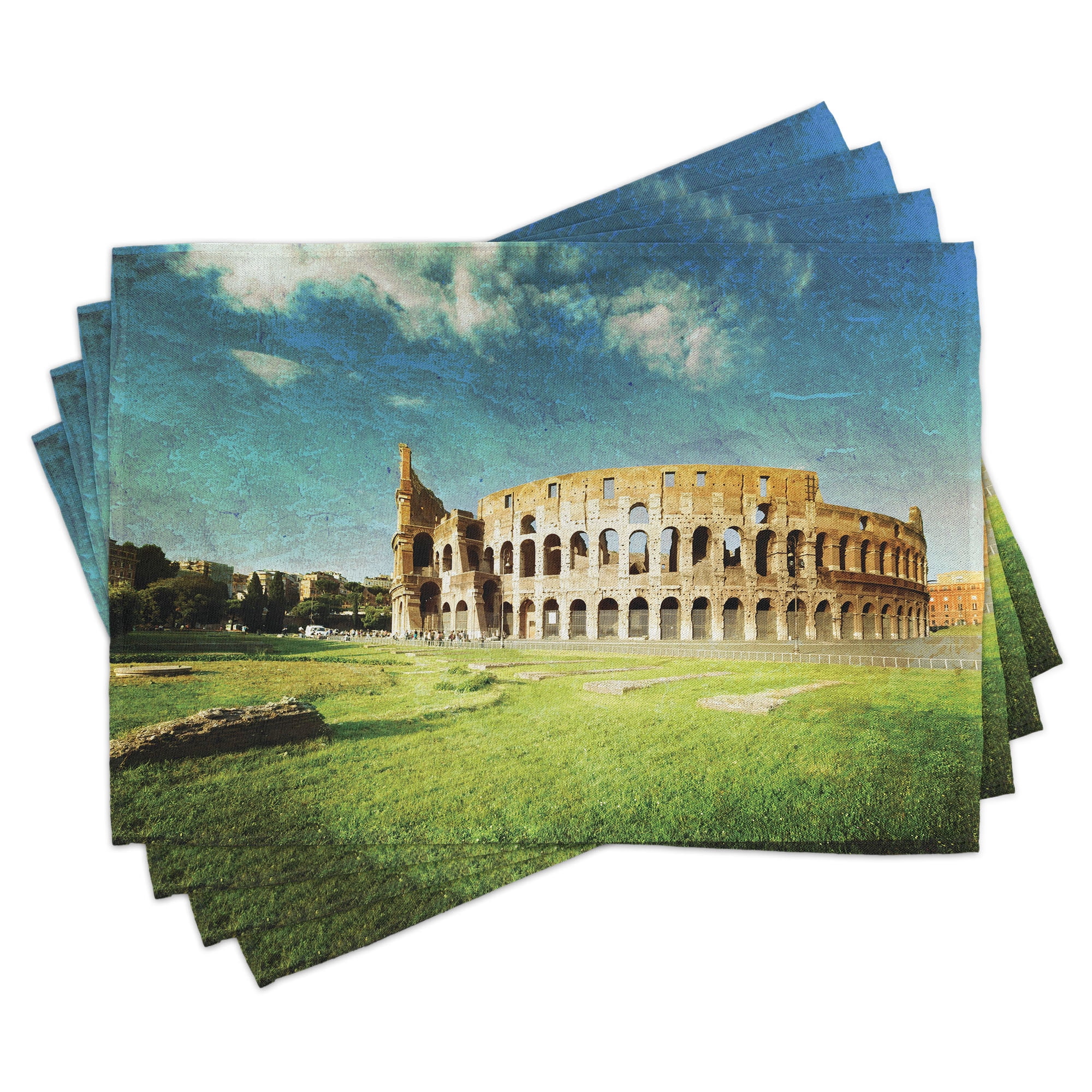 Ambesonne Vintage Place Mats Set of 4, Italian Sunset Rome, Standard ...