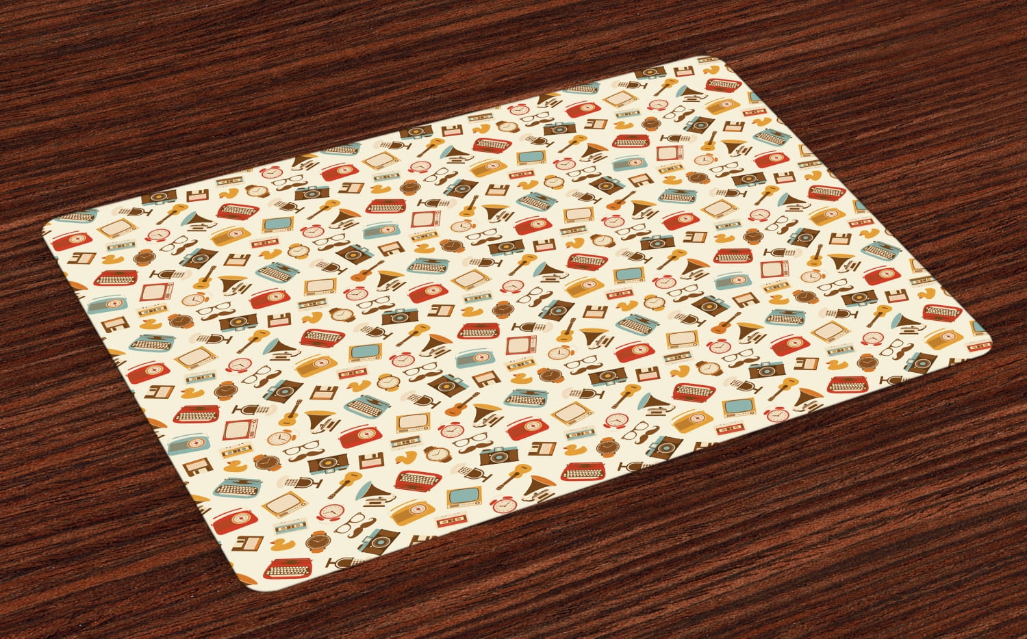 Ambesonne Vintage Place Mats Set of 4, Nostalgic Retro, Standard Size ...