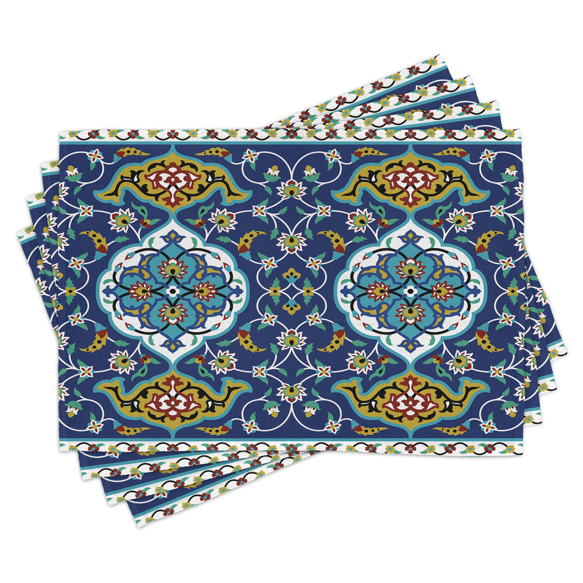 Ambesonne Vintage Place Mats Set of 4, Oriental Tile Effects, Standard ...