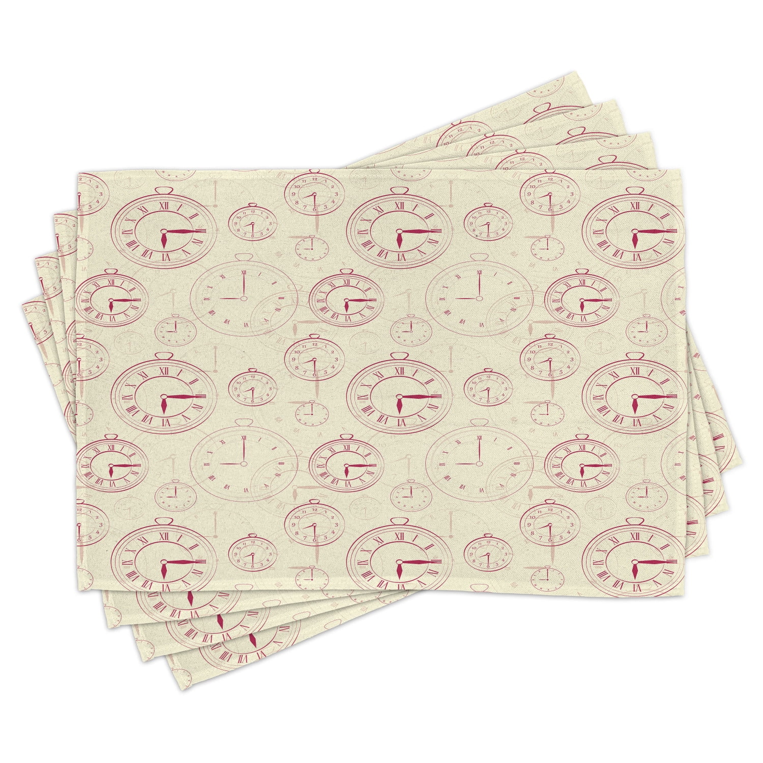 Ambesonne Vintage Place Mats Set of 4, Roman Digits on a Clock ...