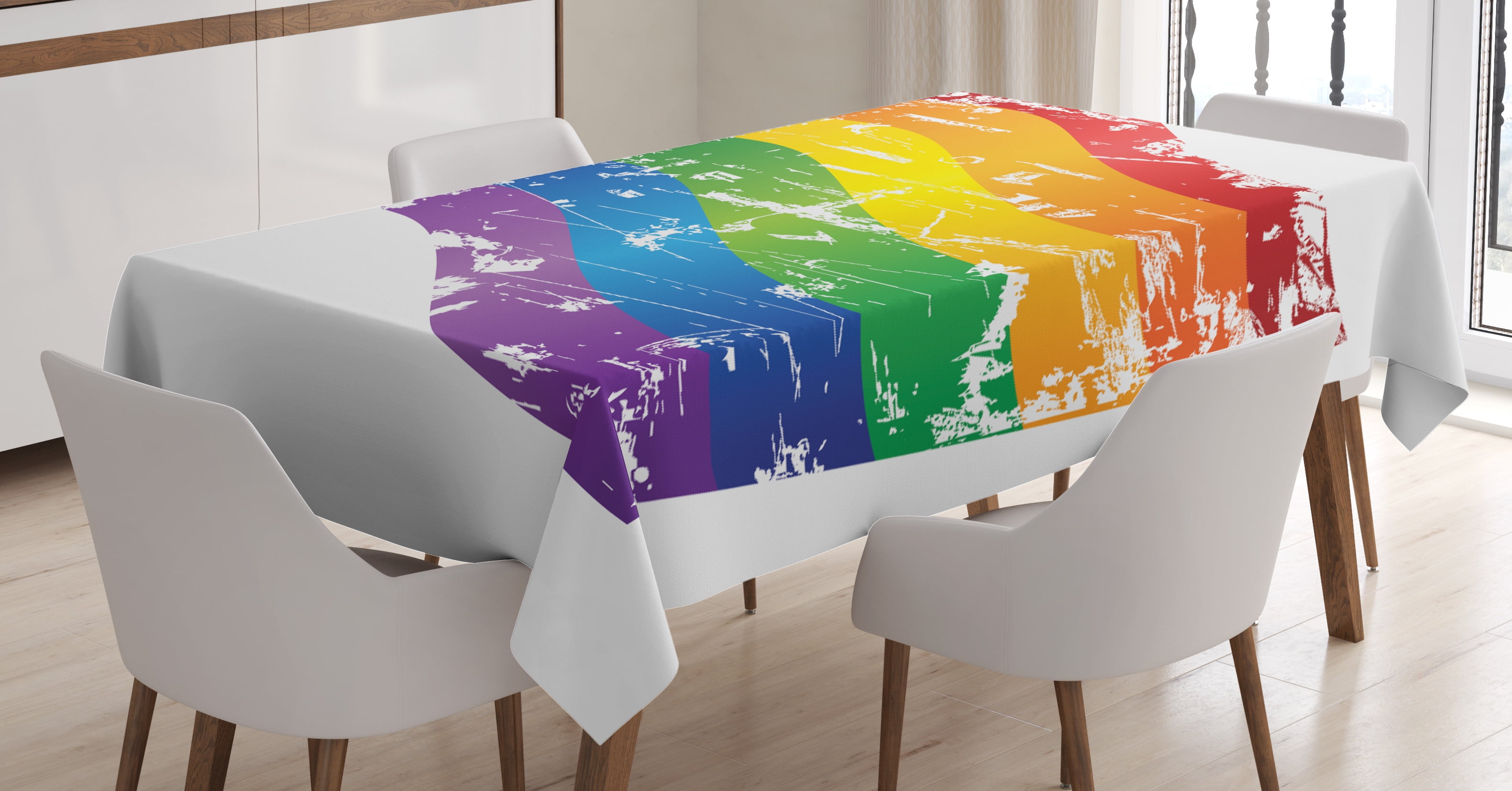 Ambesonne Vintage Rainbow Tablecloth Rectangular Table Cover, Gay Pride ...