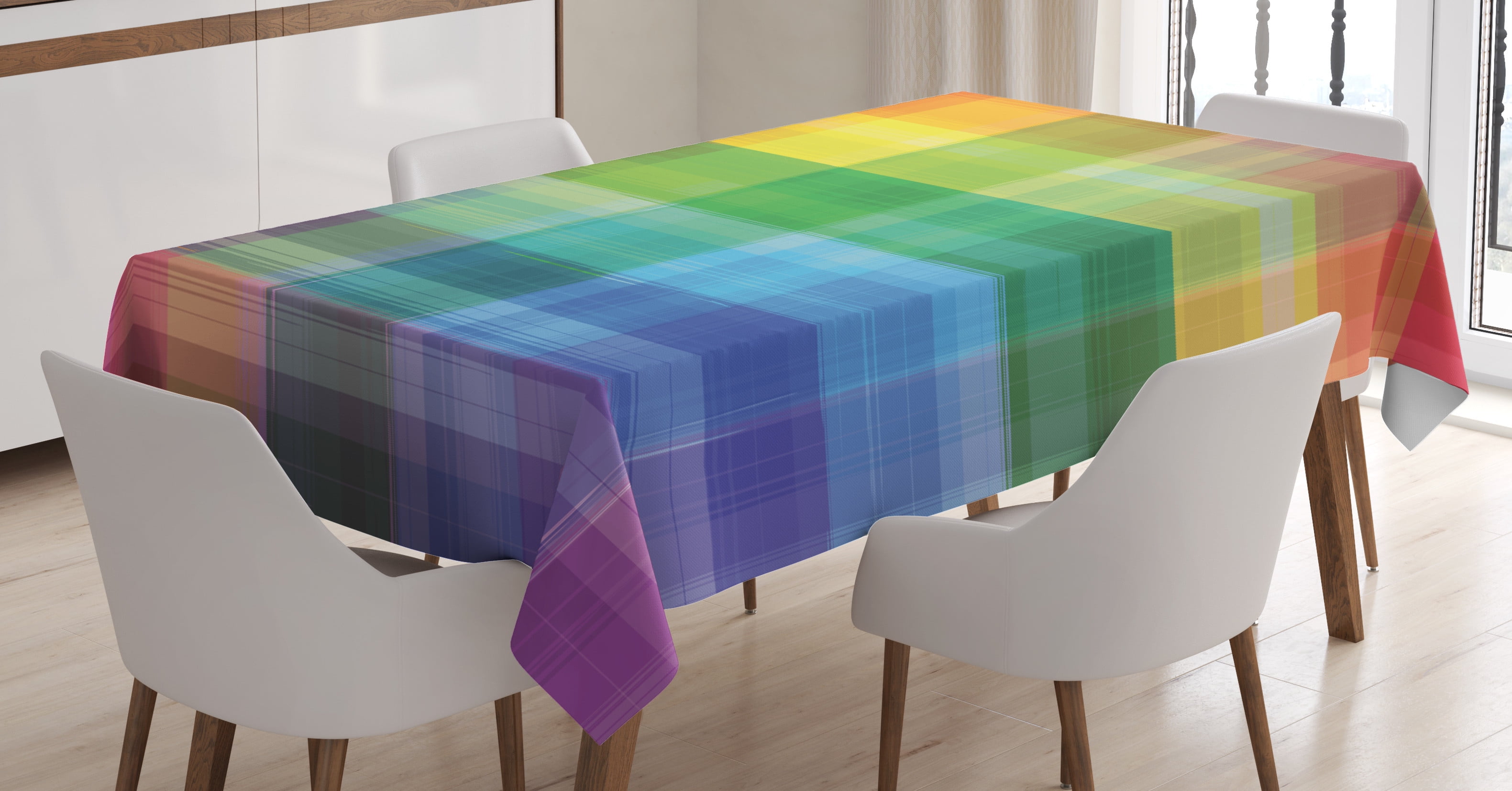 Ambesonne Vintage Rainbow Tablecloth Rectangular Table Cover, Retro ...