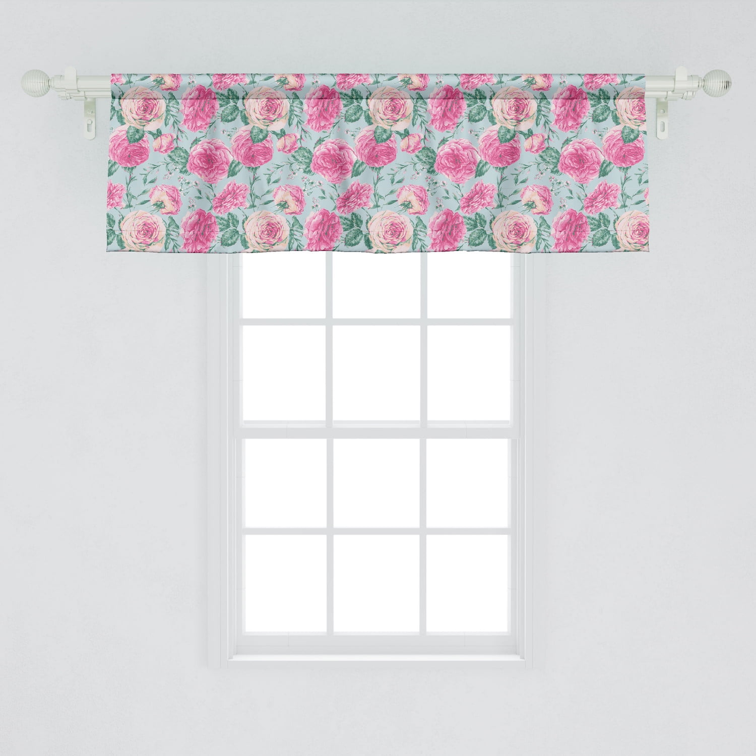 Ambesonne Vintage Rose Window Valance, Grunge Flower Look, 54" X 18 ...
