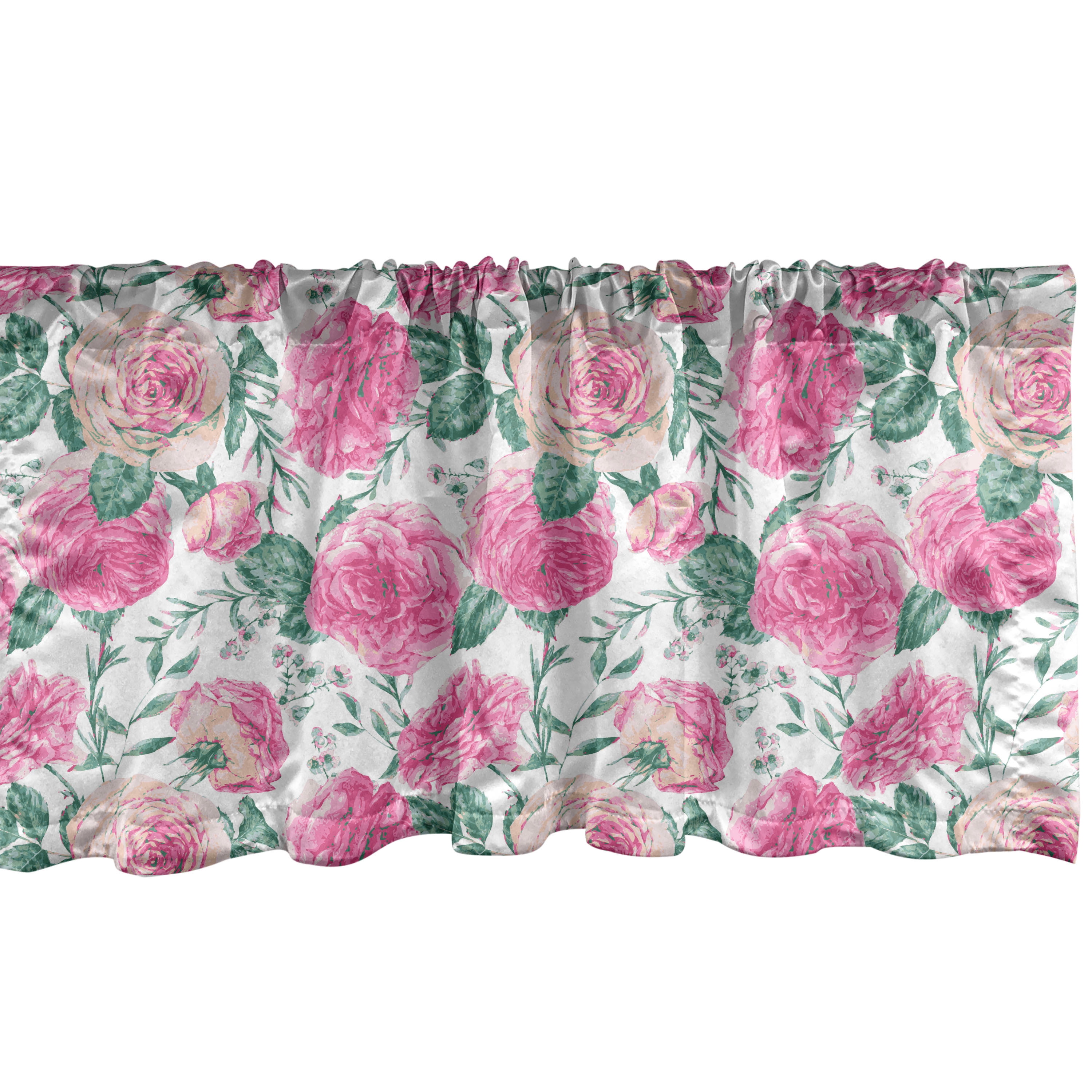 Ambesonne Vintage Rose Window Valance, Watercolor Look Flower, 54" X 18 ...