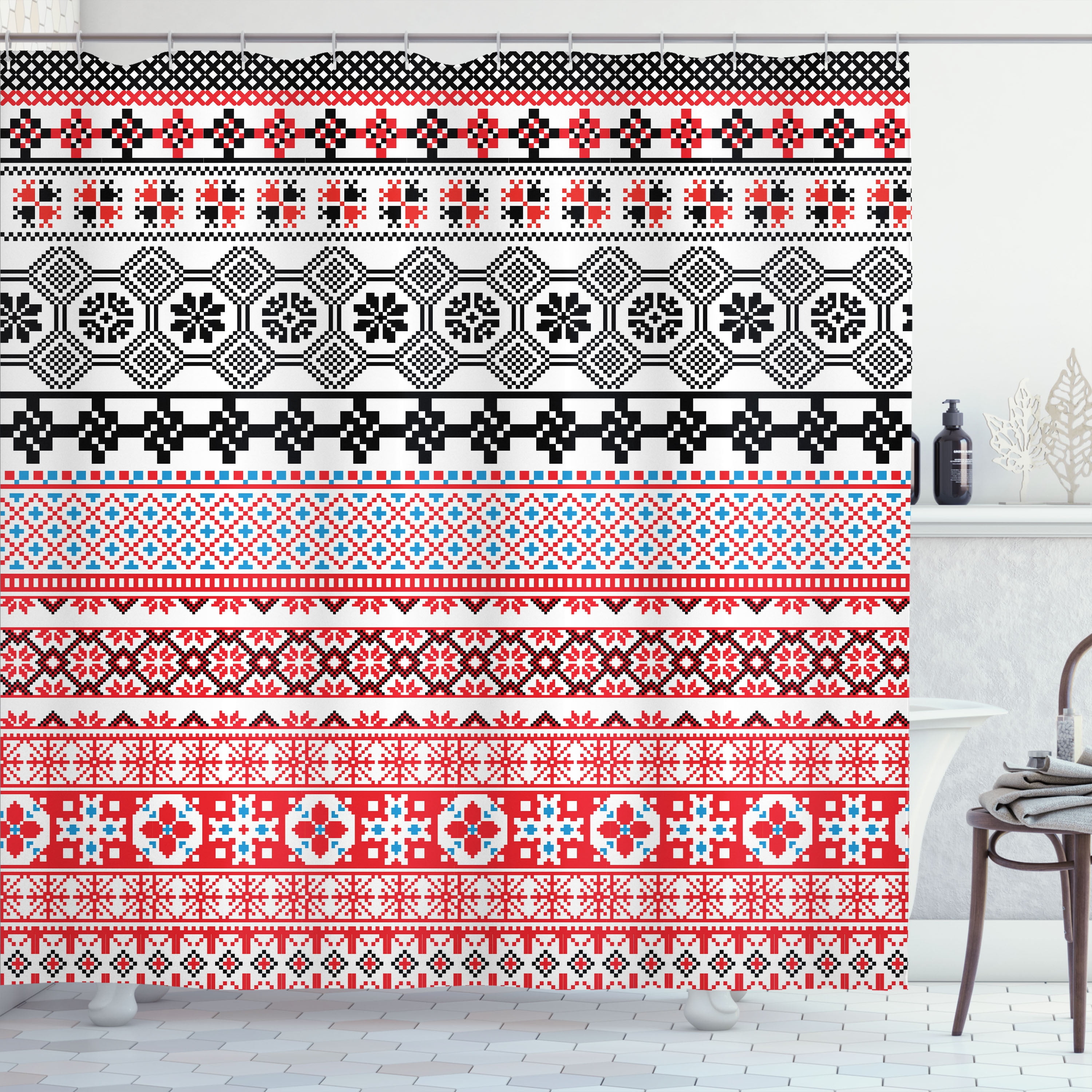 Ambesonne Vintage Shower Curtain, Classic Culture Knit Signs, 69"Wx70"L ...