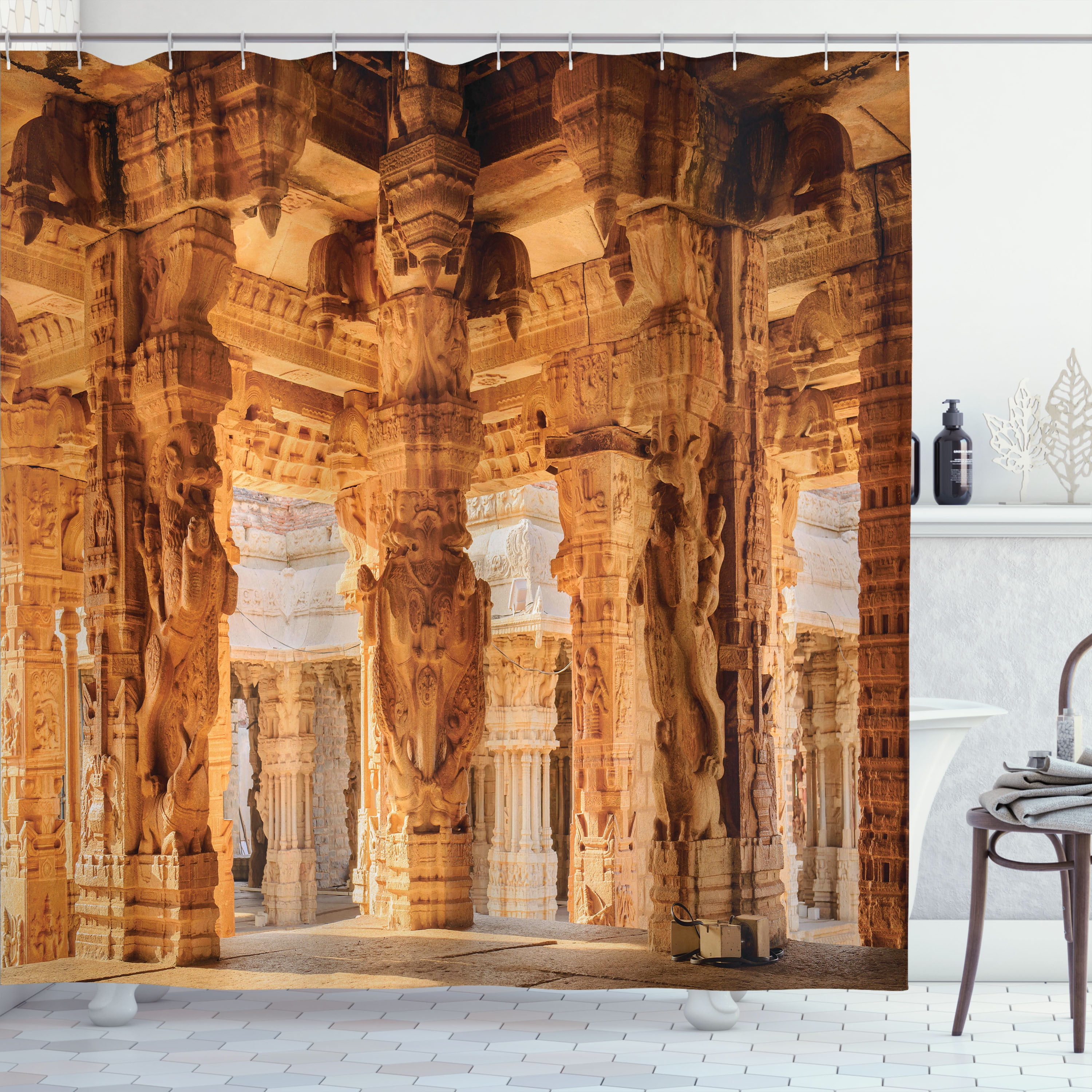 Ambesonne Vintage Shower Curtain, Famous Monument, 69"Wx75"L, Sand ...