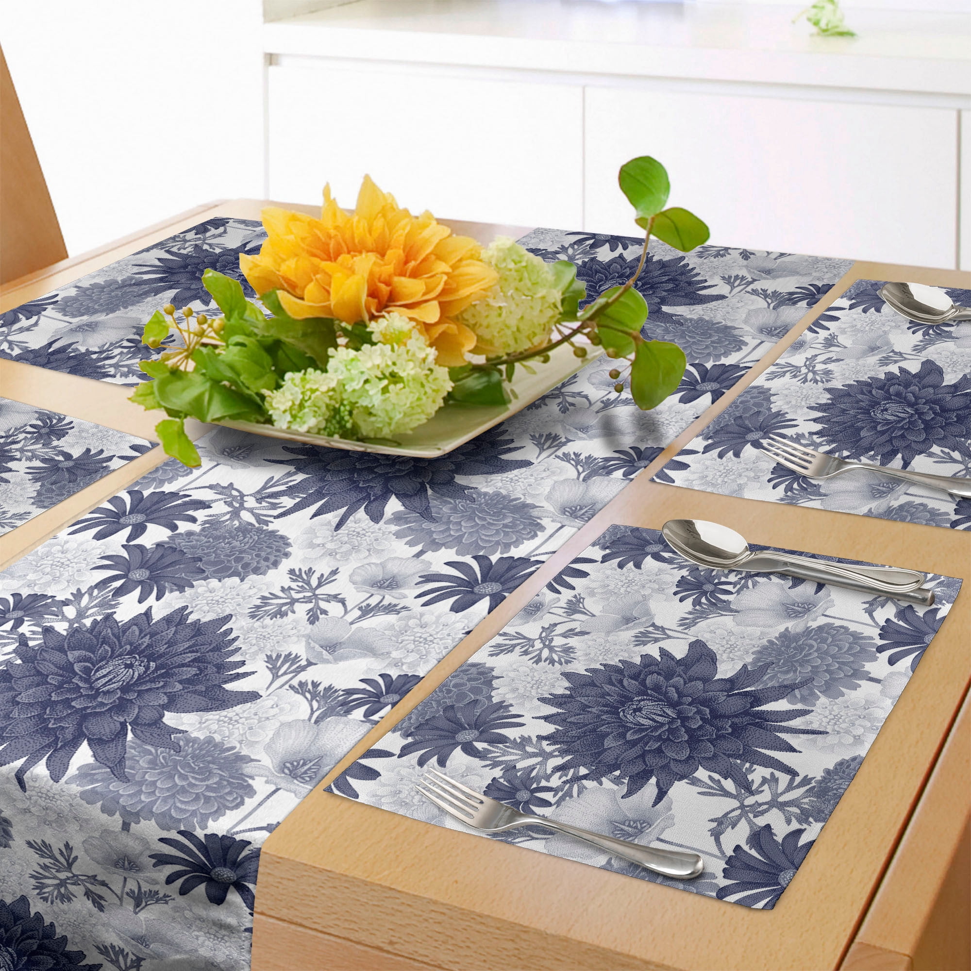 Ambesonne Vintage Table Runner & Placemats, Dotted Digital Paint ...