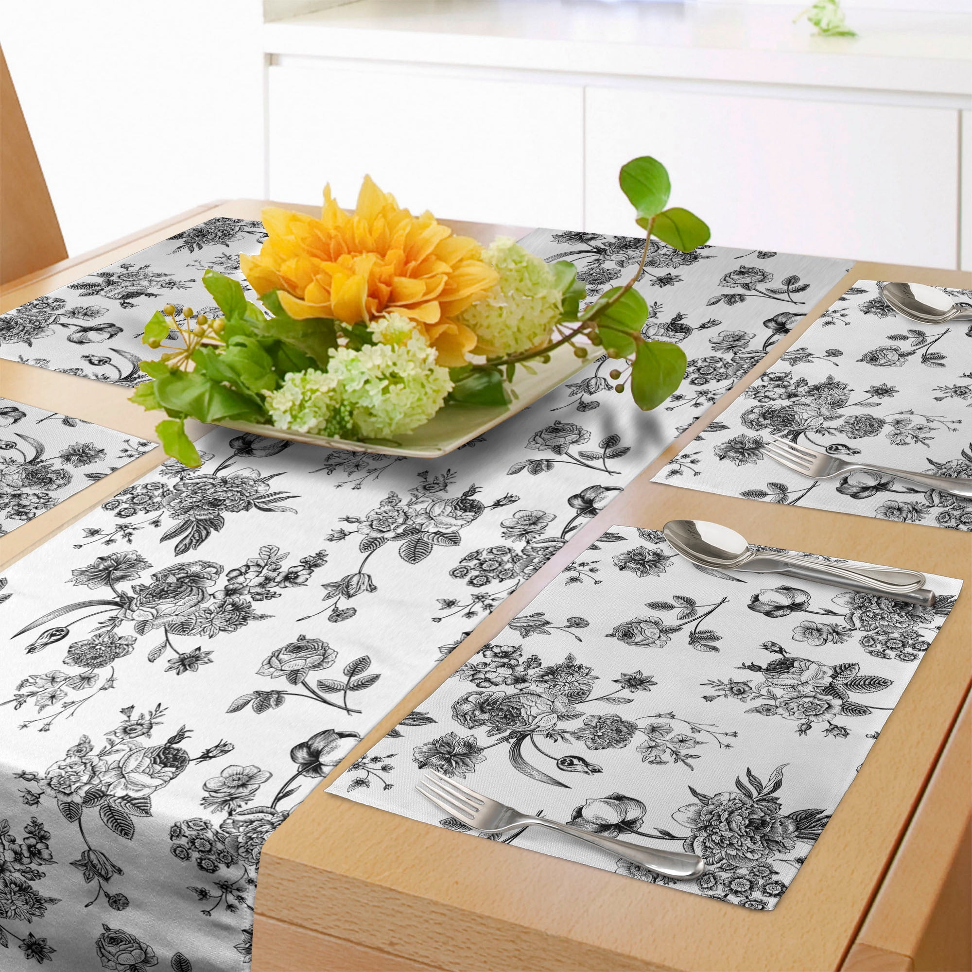 Ambesonne Vintage Table Runner & Placemats, New Modern Art, Placemat 4 ...
