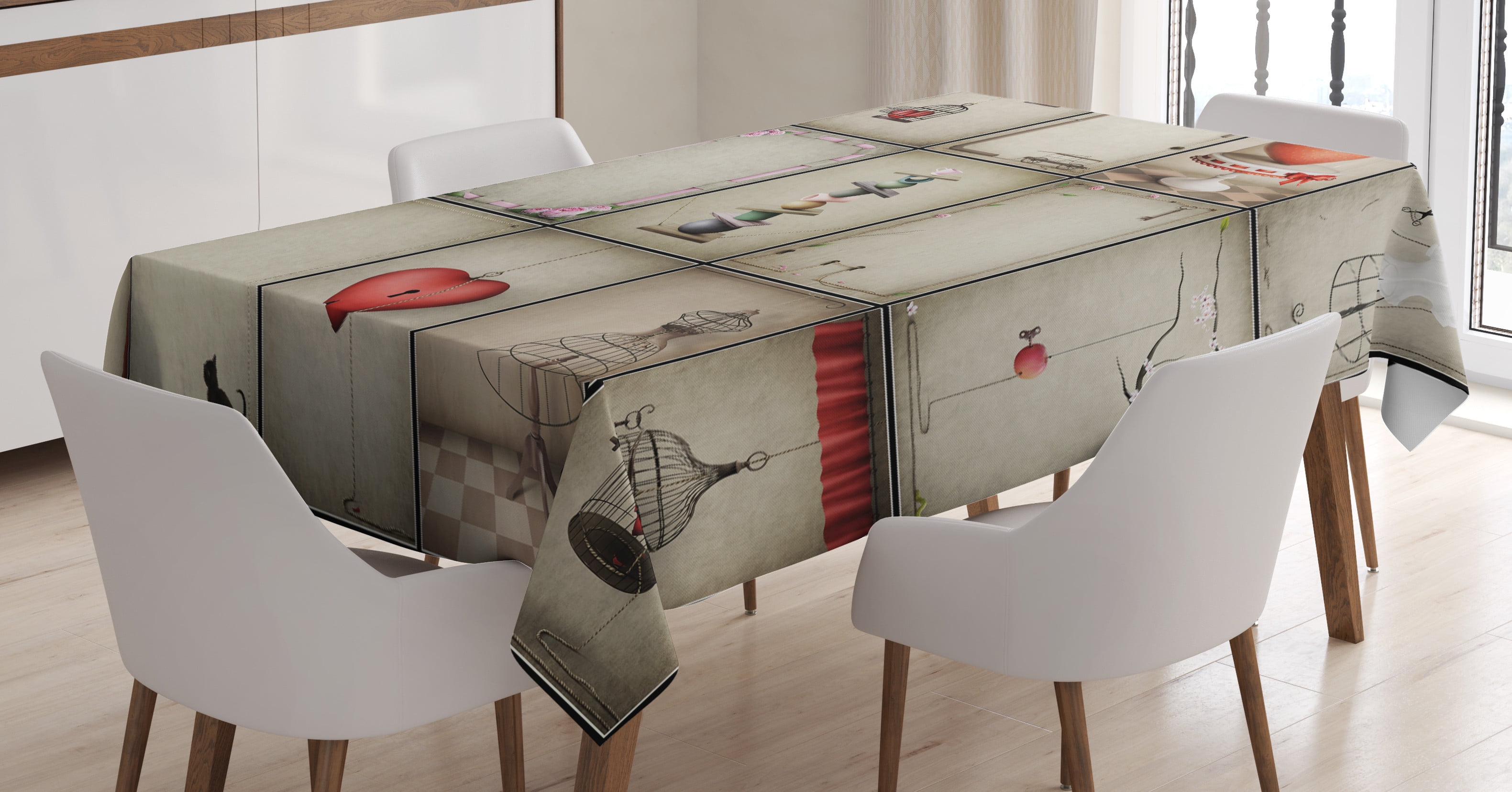 Ambesonne Vintage Tablecloth Rectangular Table Cover, Hearts in ...