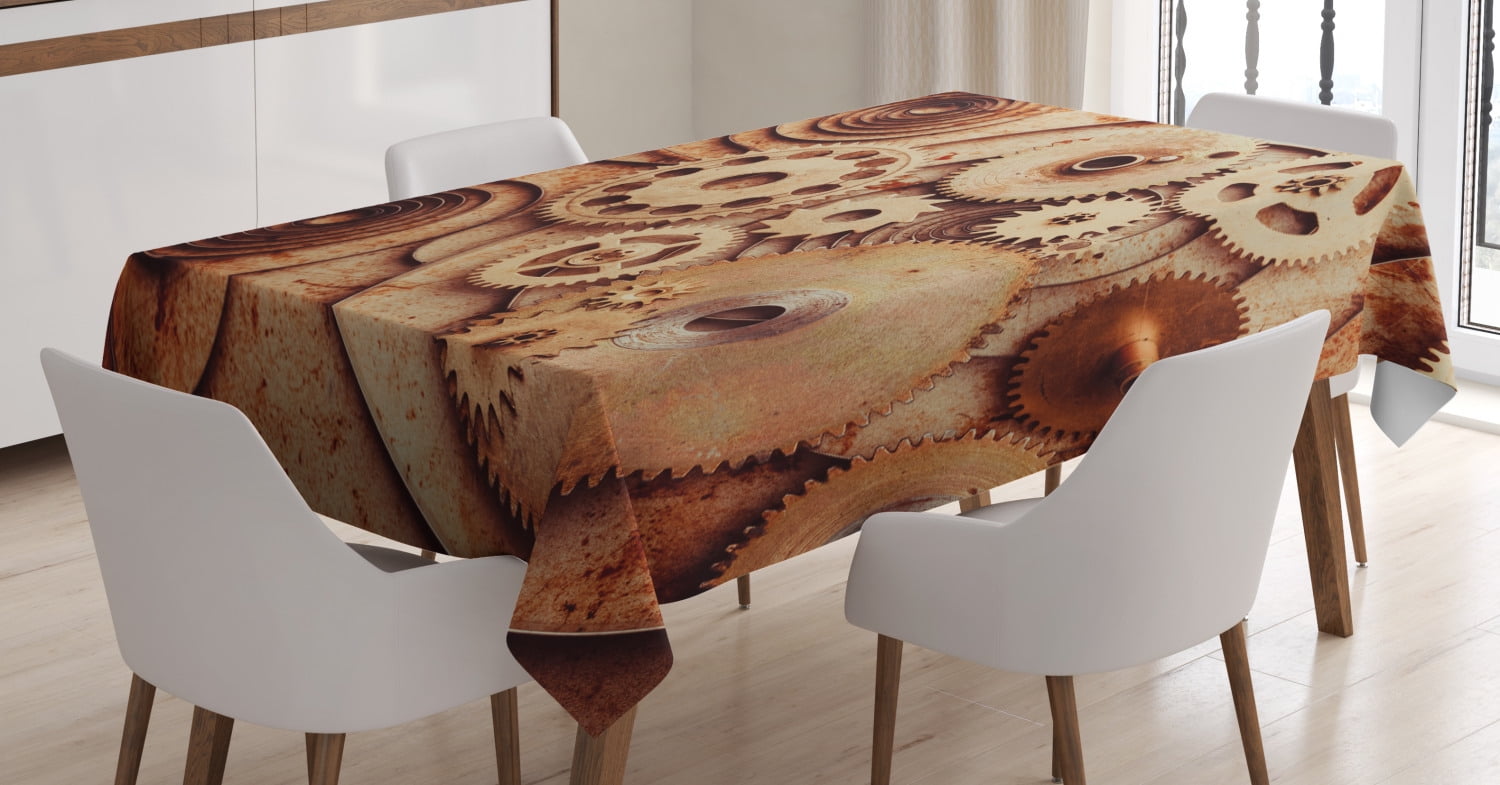 Ambesonne Vintage Tablecloth Rectangular Table Cover, Mechanical Clocks ...